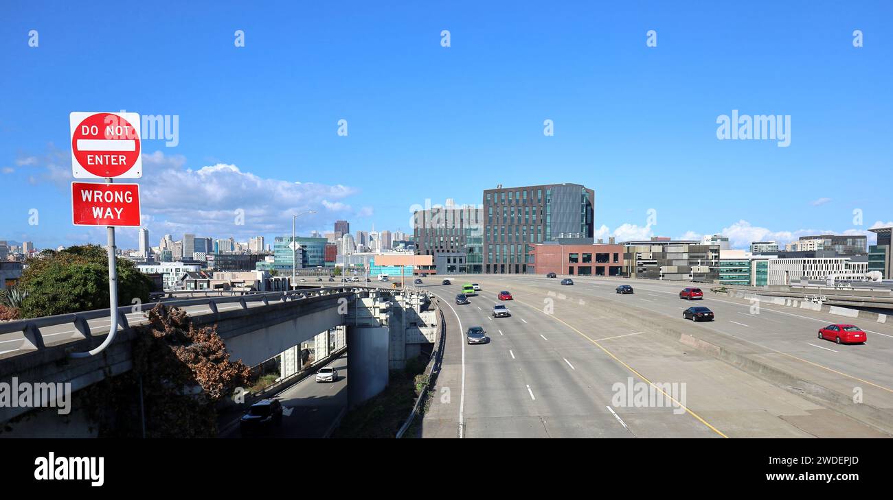 San Francisco: Panoramic general view looking at the 208 freeway going ...