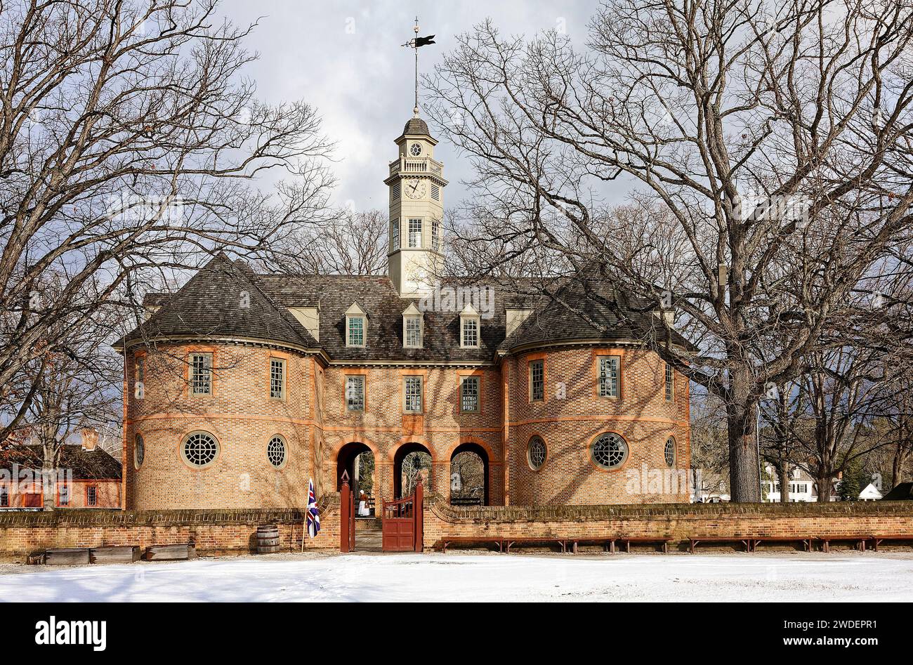 The Capitol; brick building; circular wings; H-shaped, snow; British ...