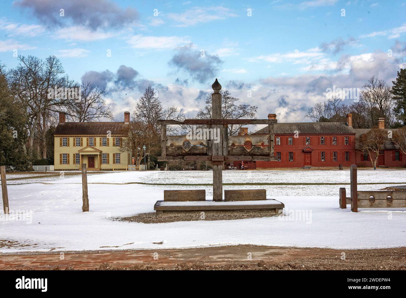 pillory, historic punishment site, Courthouse Green, snow, residence ...