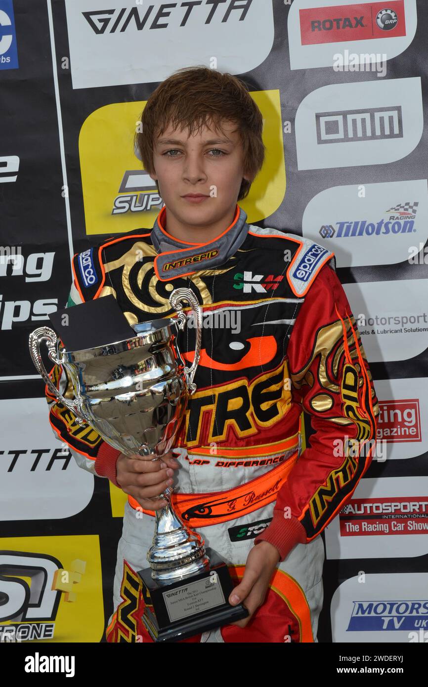 Mercedes F1 driver George Russell seen here in his early karting career ...