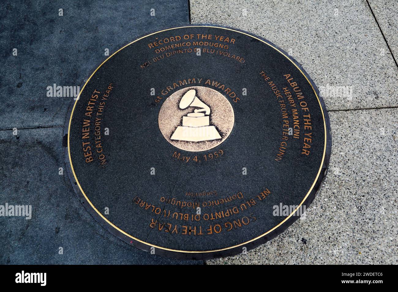 Los Angeles, California: The Grammy Walk of Fame - 1st Grammy Awards ...