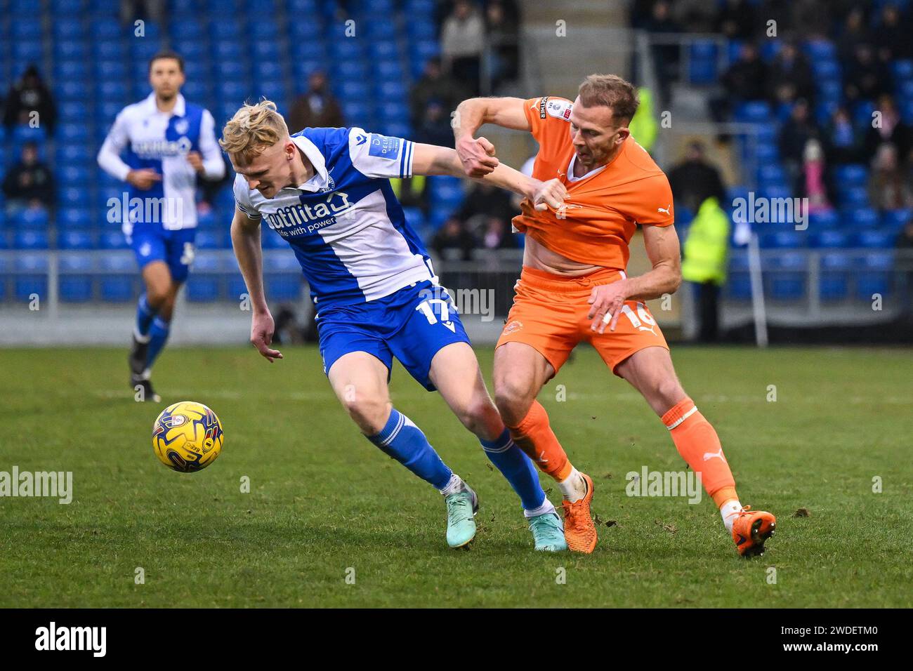 Connor Taylor of Bristol Rovers and Jordan Rhodes of Blackpool battle ...