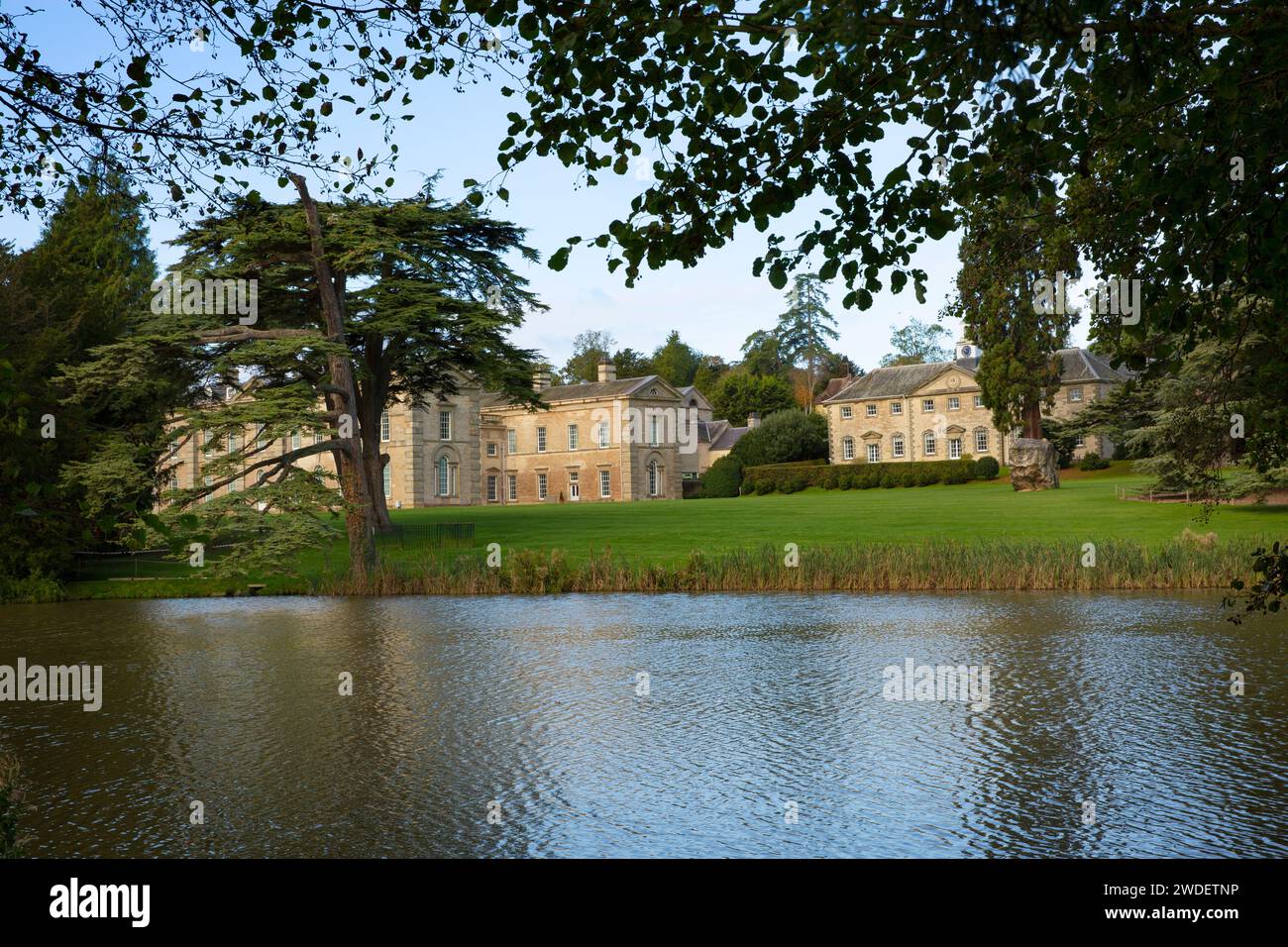 A view of Compton Verney House looking across the ornamental lake and ...