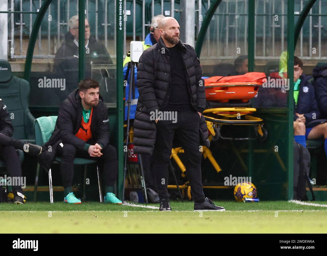 Manager of Plymouth Argyle Ian Foster looks on during the Sky Bet ...