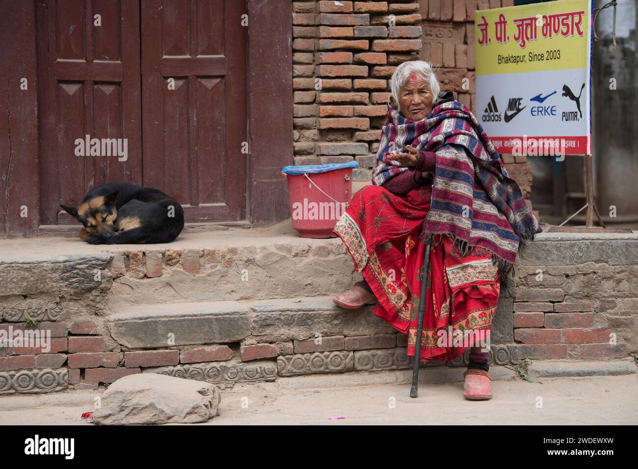Kathmandu, Nepal- April 20,2023 : Portrait of older Nepalese in Patan ...
