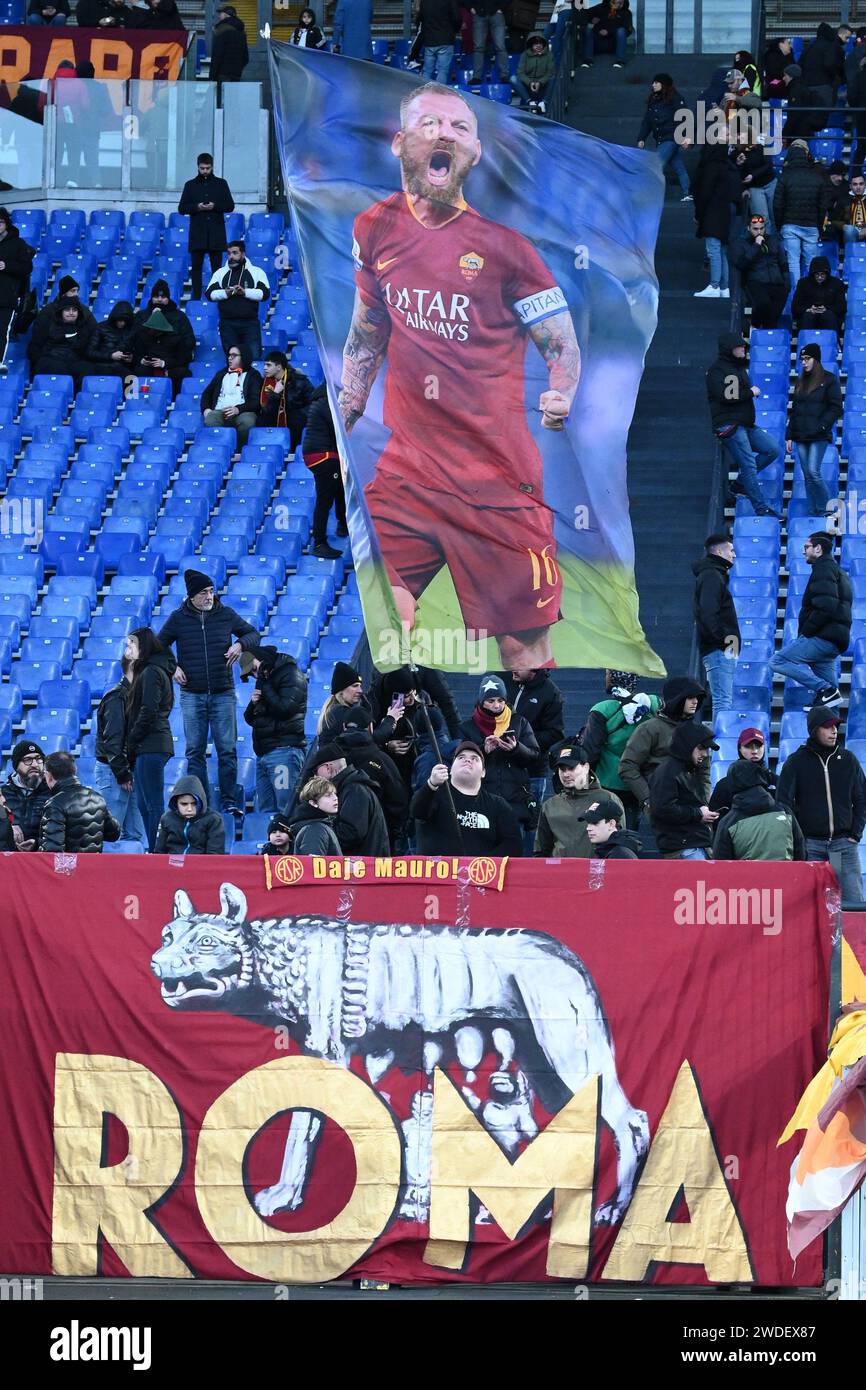 Rome, Italy. 20th Jan, 2024. Supporters of A.S. Roma during the 21th ...