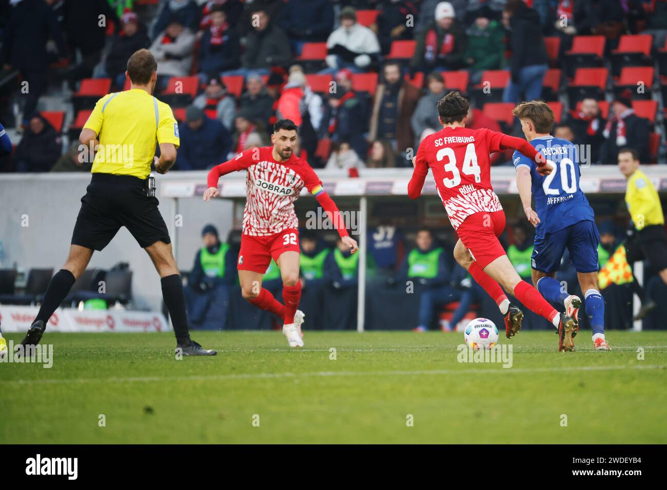 20 January 2024, Baden-Württemberg, Freiburg im Breisgau: Soccer ...