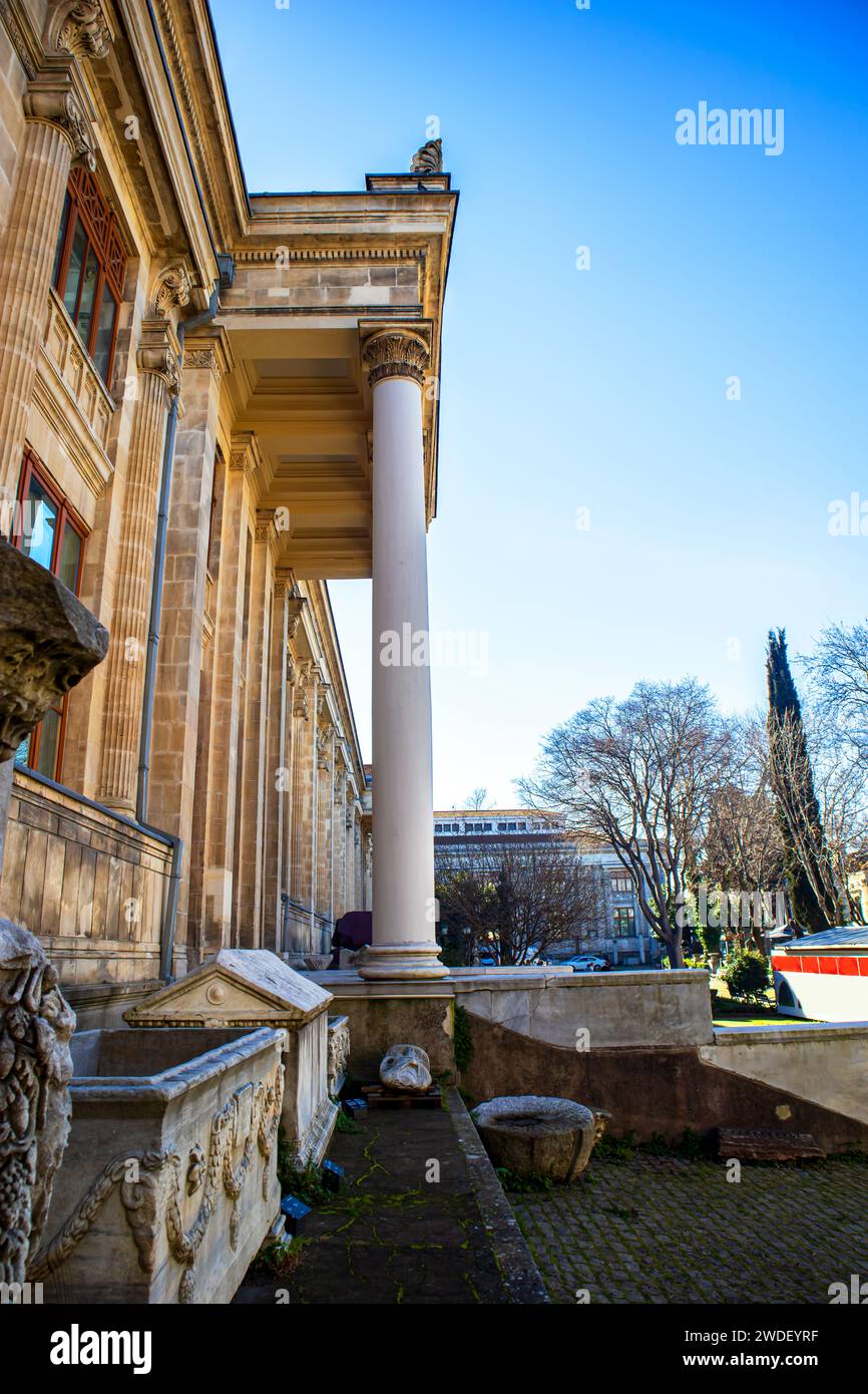 Istanbul Archaeology Museum Main Building Facade And Sarcophagus In The ...