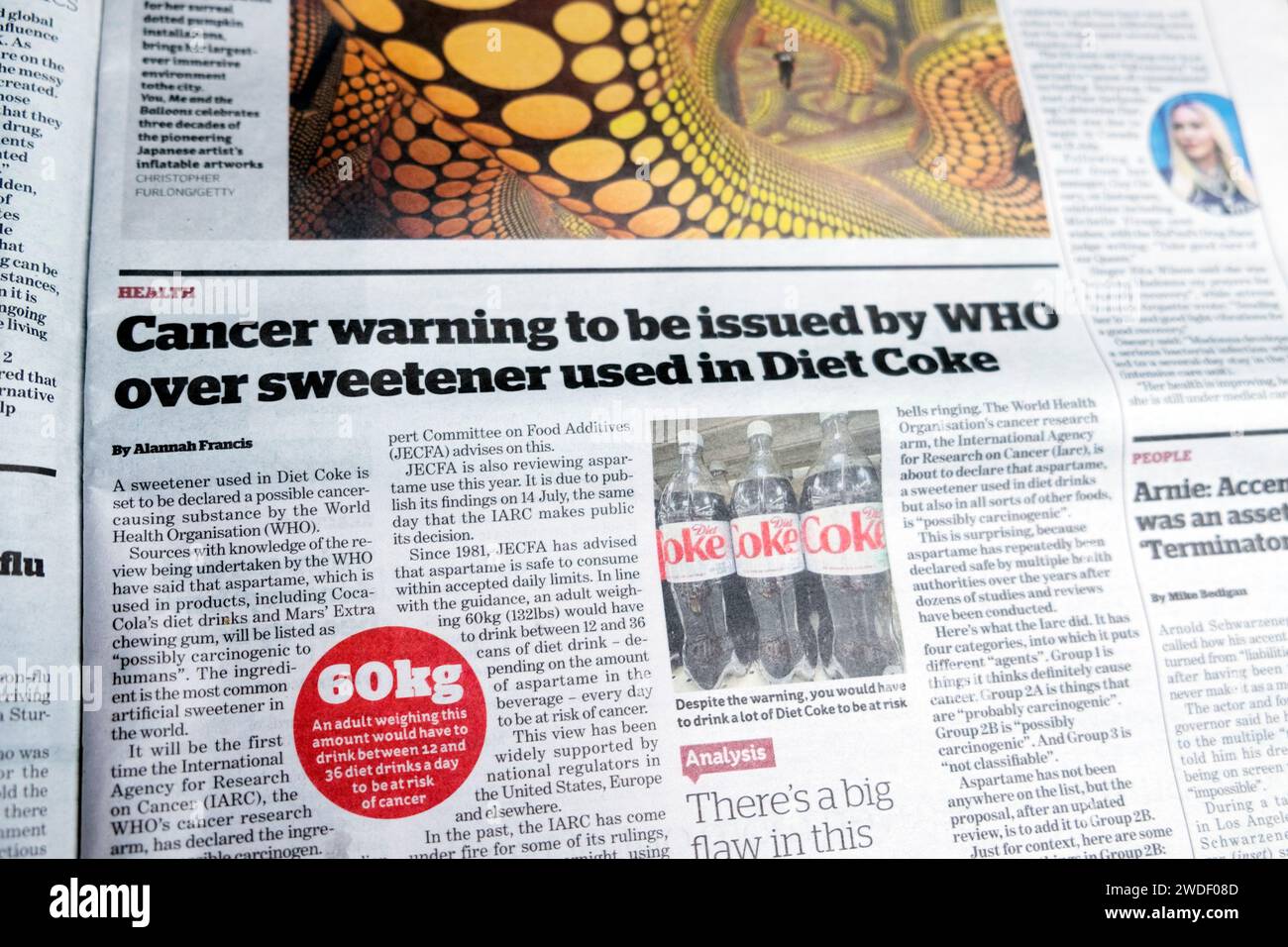 'Cancer warning to be issued by WHO over sweetener used in Diet Cokes ...