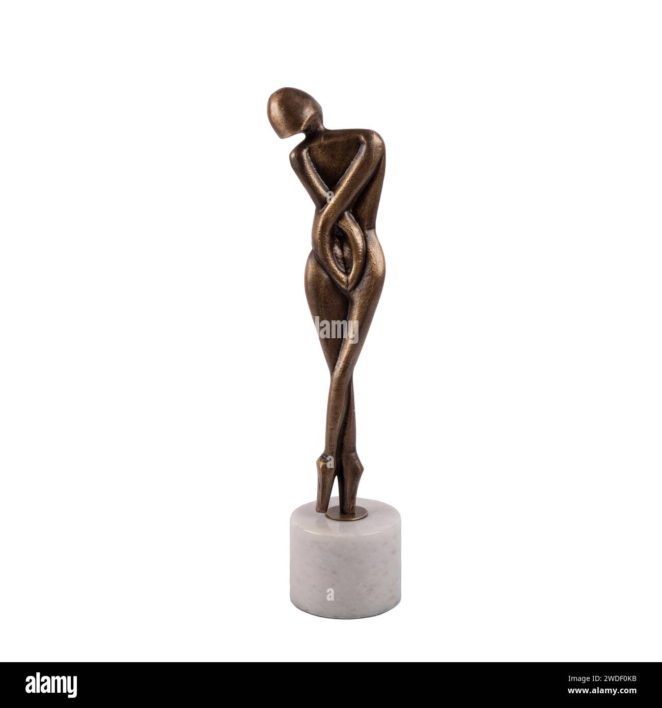 luxury decorative object woman figure on black marble stand isolated ...