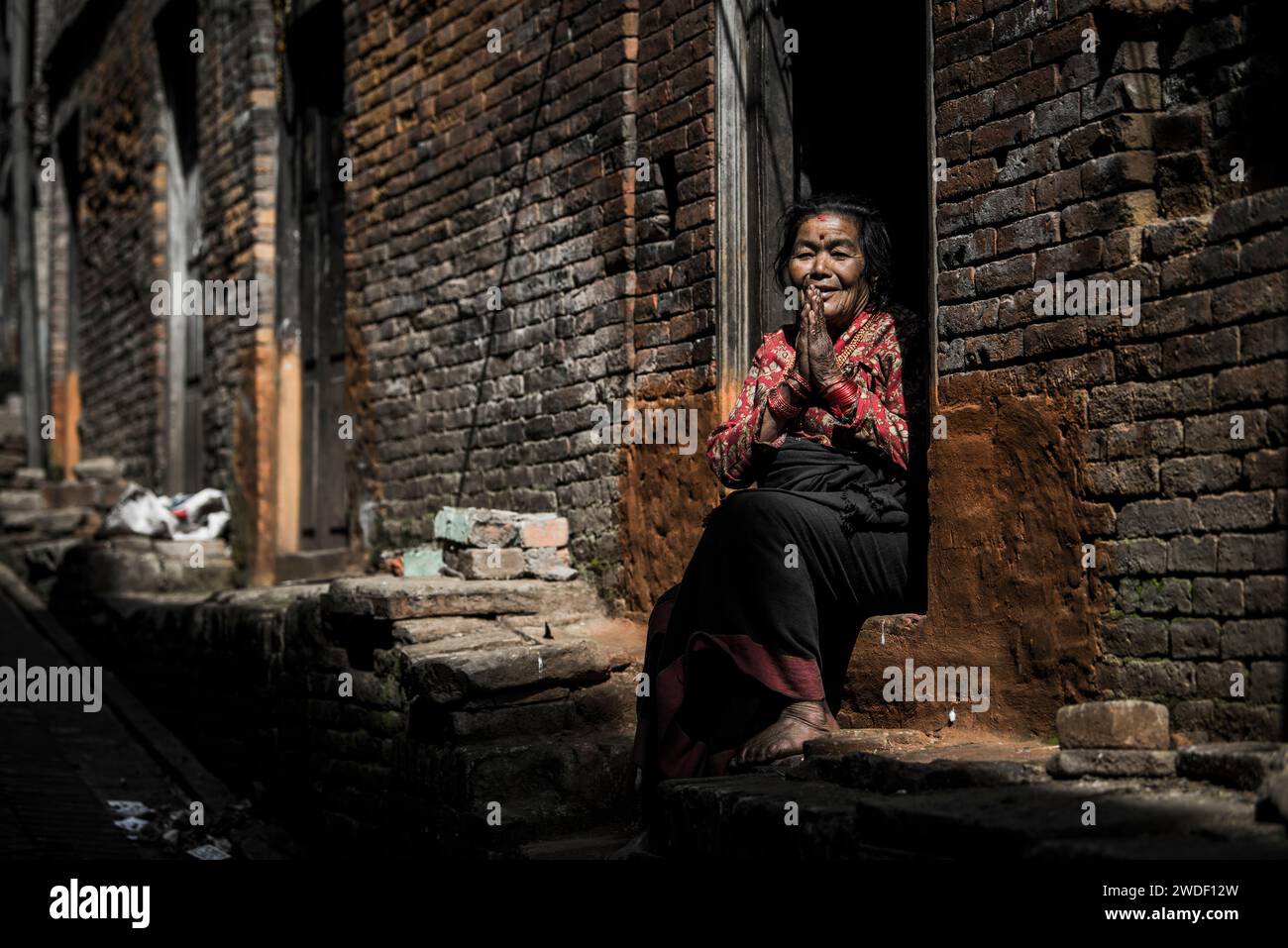 Kathmandu, Nepal- April 20,2023 : Portrait of older Nepalese in Patan ...