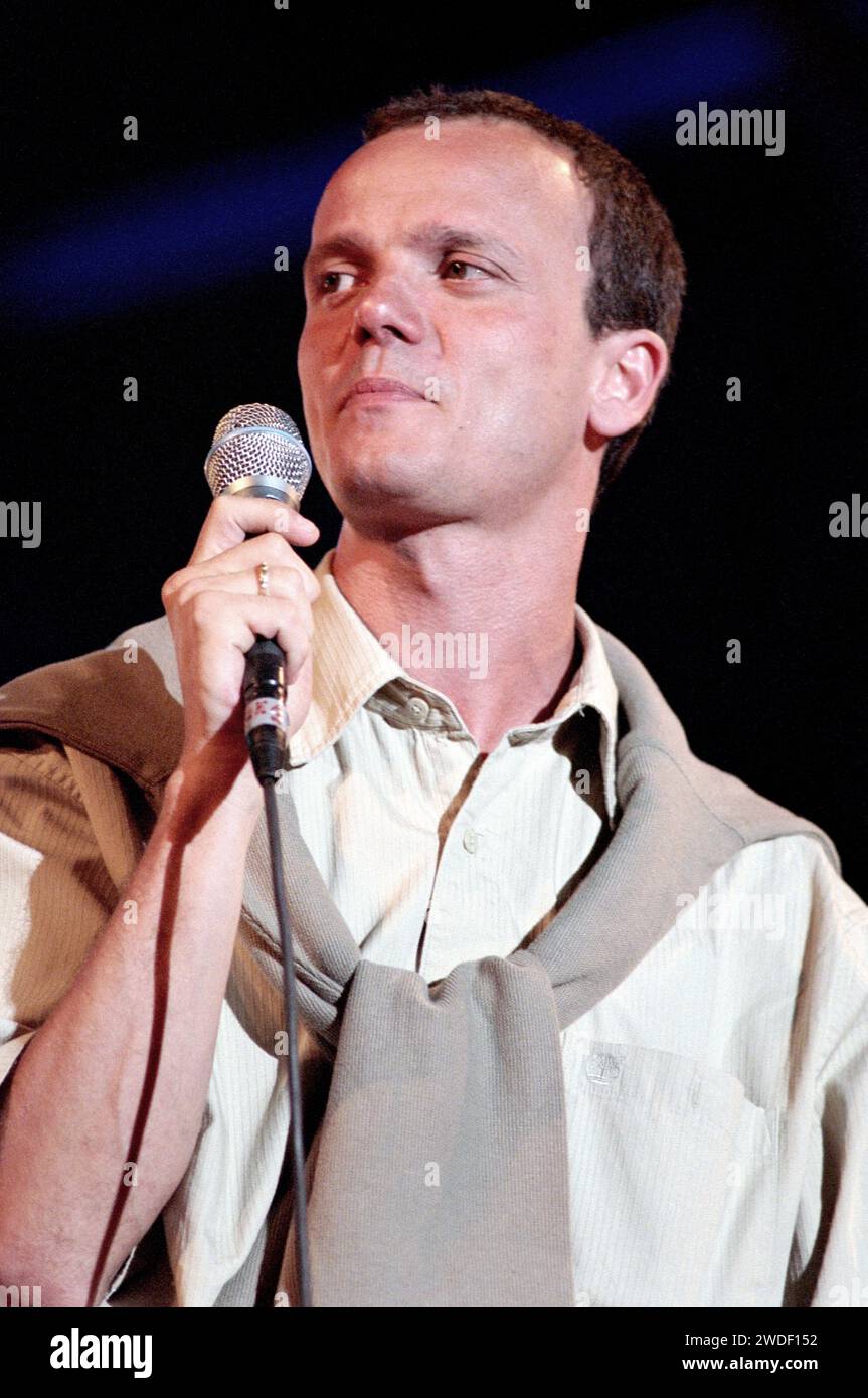 Milan Italy 2000-06-21: Gigi D’Alessio,Italian singer, live concert during the musical show “RTL ...