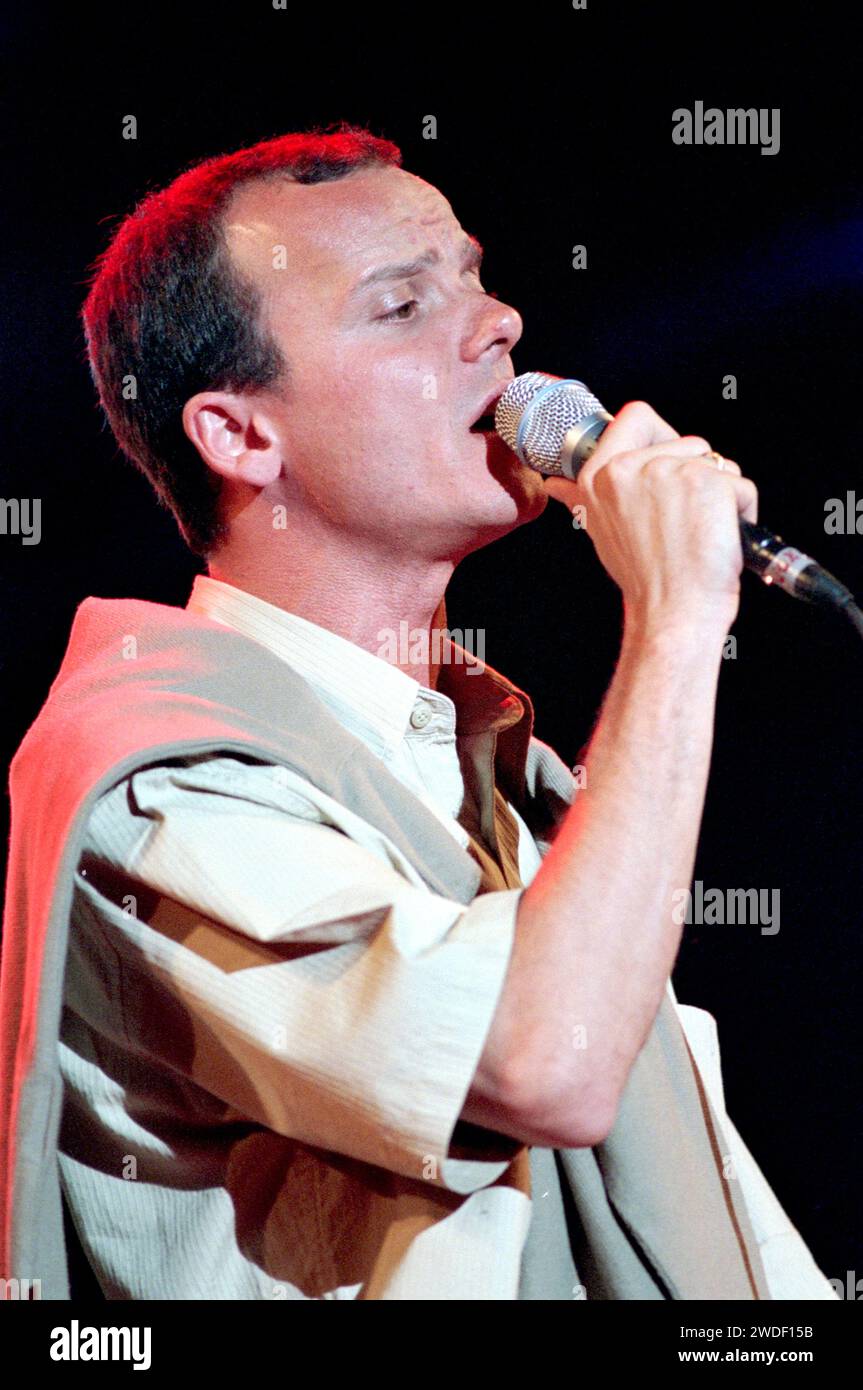 Milan Italy 2000-06-21: Gigi D’Alessio,Italian singer, live concert during the musical show “RTL ...