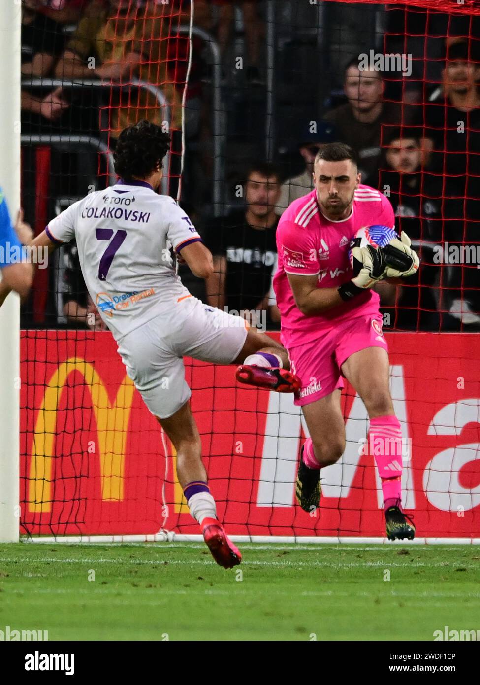 Parramatta, Australia. 20th Jan, 2024. Stefan Colakovski (L) of Perth ...