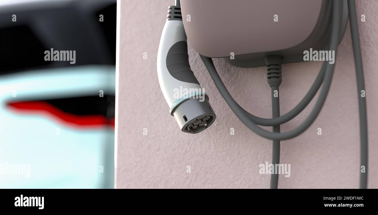 Electric vehicle charging station (wallbox) with European Type 2 IEC ...