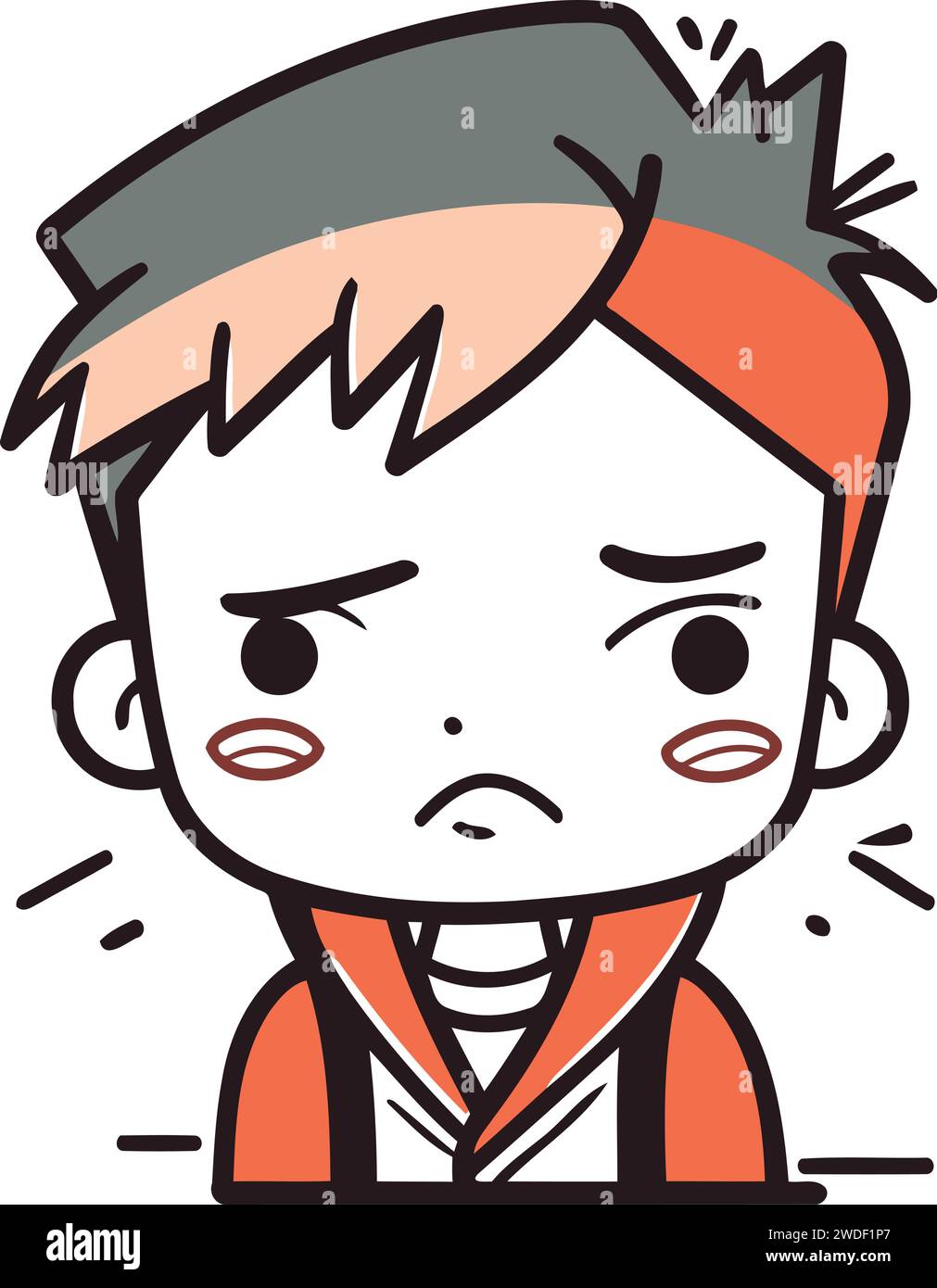 Angry Boy Cute Cartoon Character Vector Illustration Stock Vector Image ...