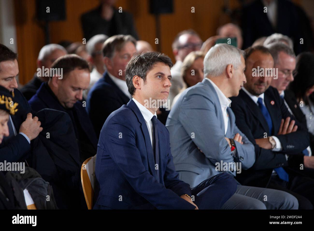 French Prime Minister Gabriel Attal attends a debate with local ...