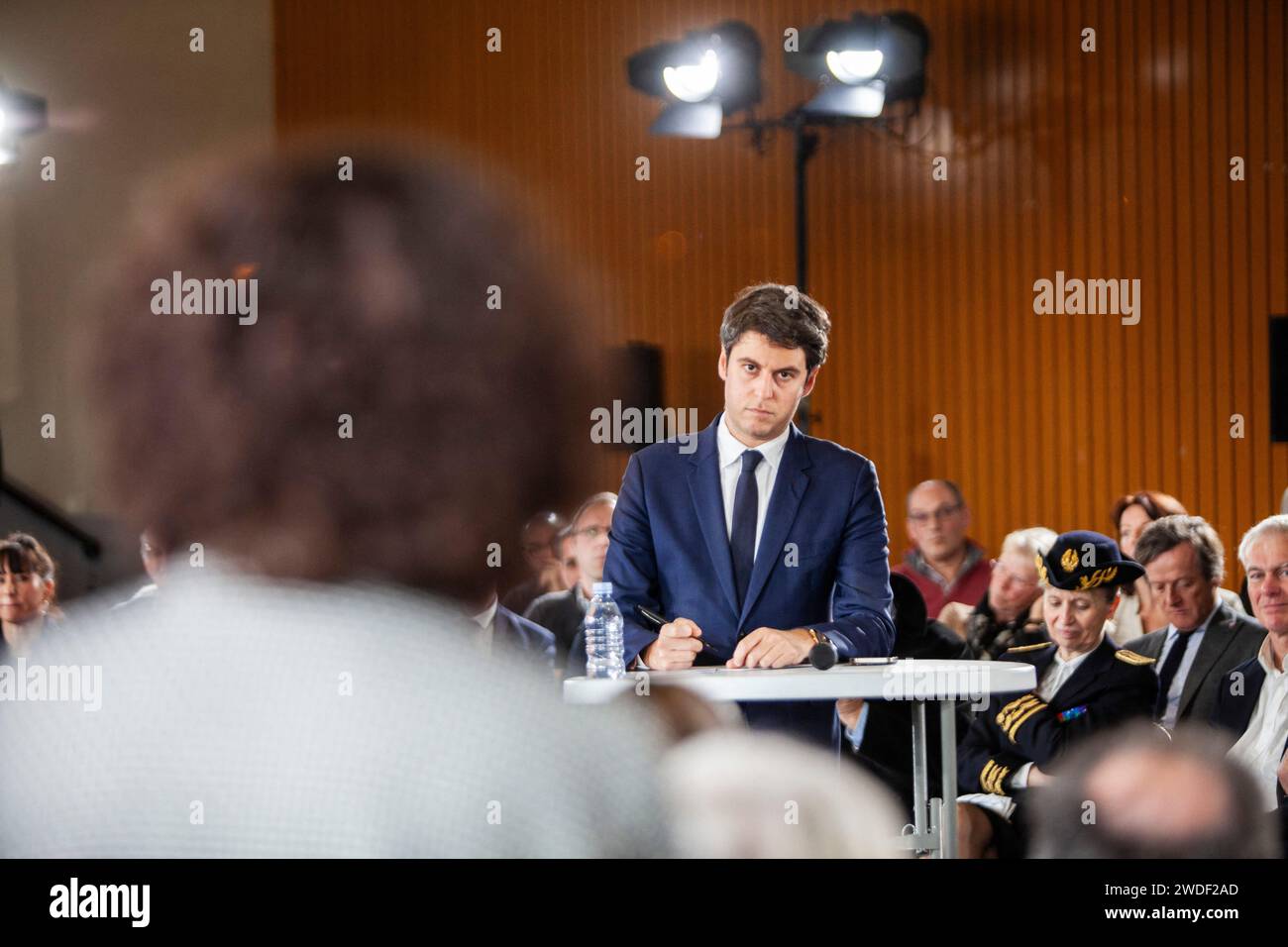 French Prime Minister Gabriel Attal attends a debate with local ...