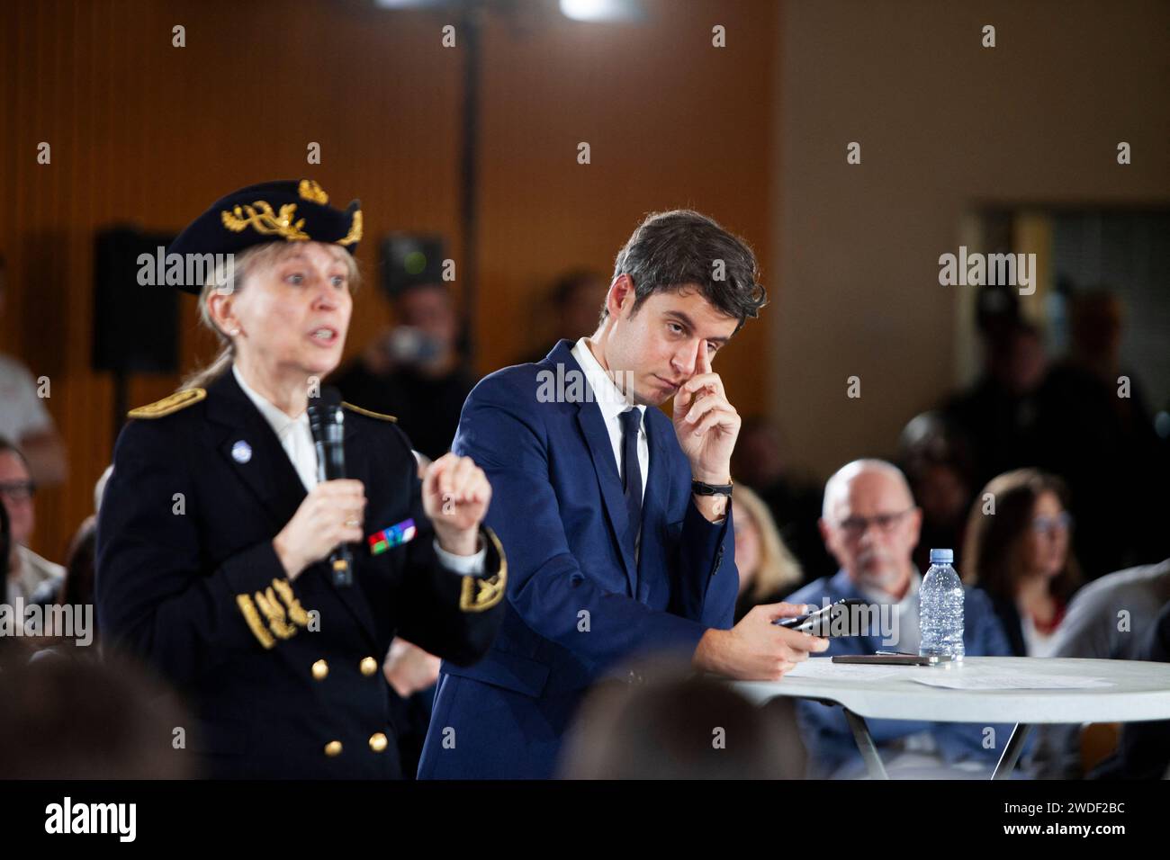 French Prime Minister Gabriel Attal attends a debate with local ...