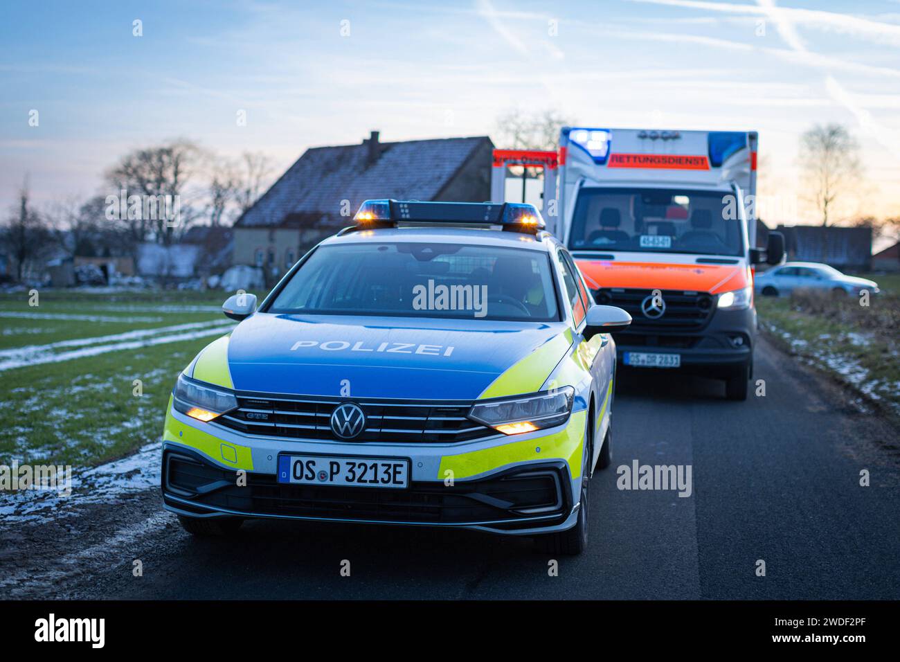 Melle, Deutschland 20. Januar 2024: Ein Einsatzfahrzeug, Streifenwagen ...