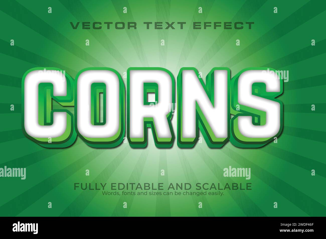 Corns 3D Text Effect 100 Editable EPS File Word And Font Can be Changed ...