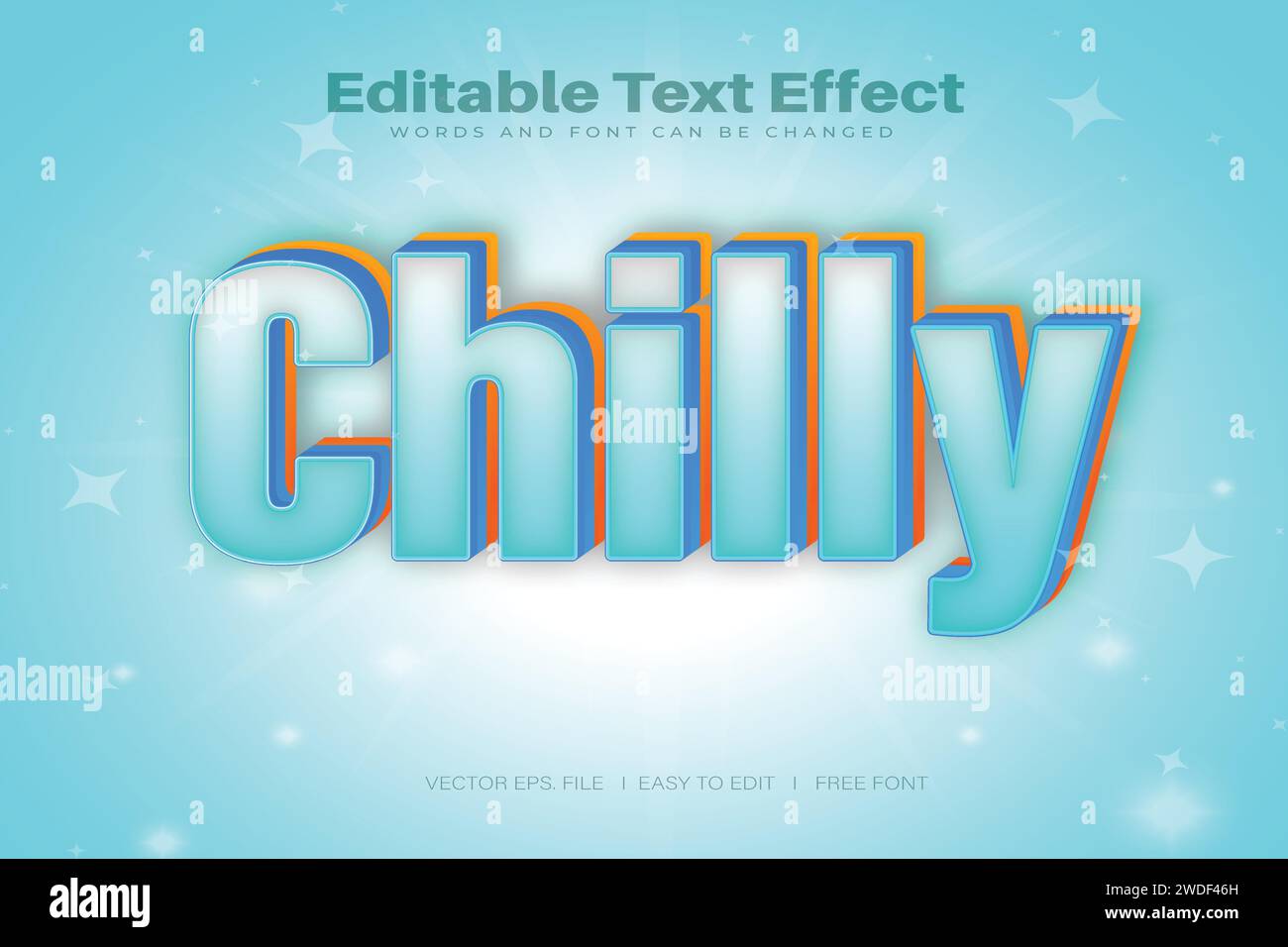 Chilly 3D Text Effect 100 Editable EPS File Word And Font Can be ...