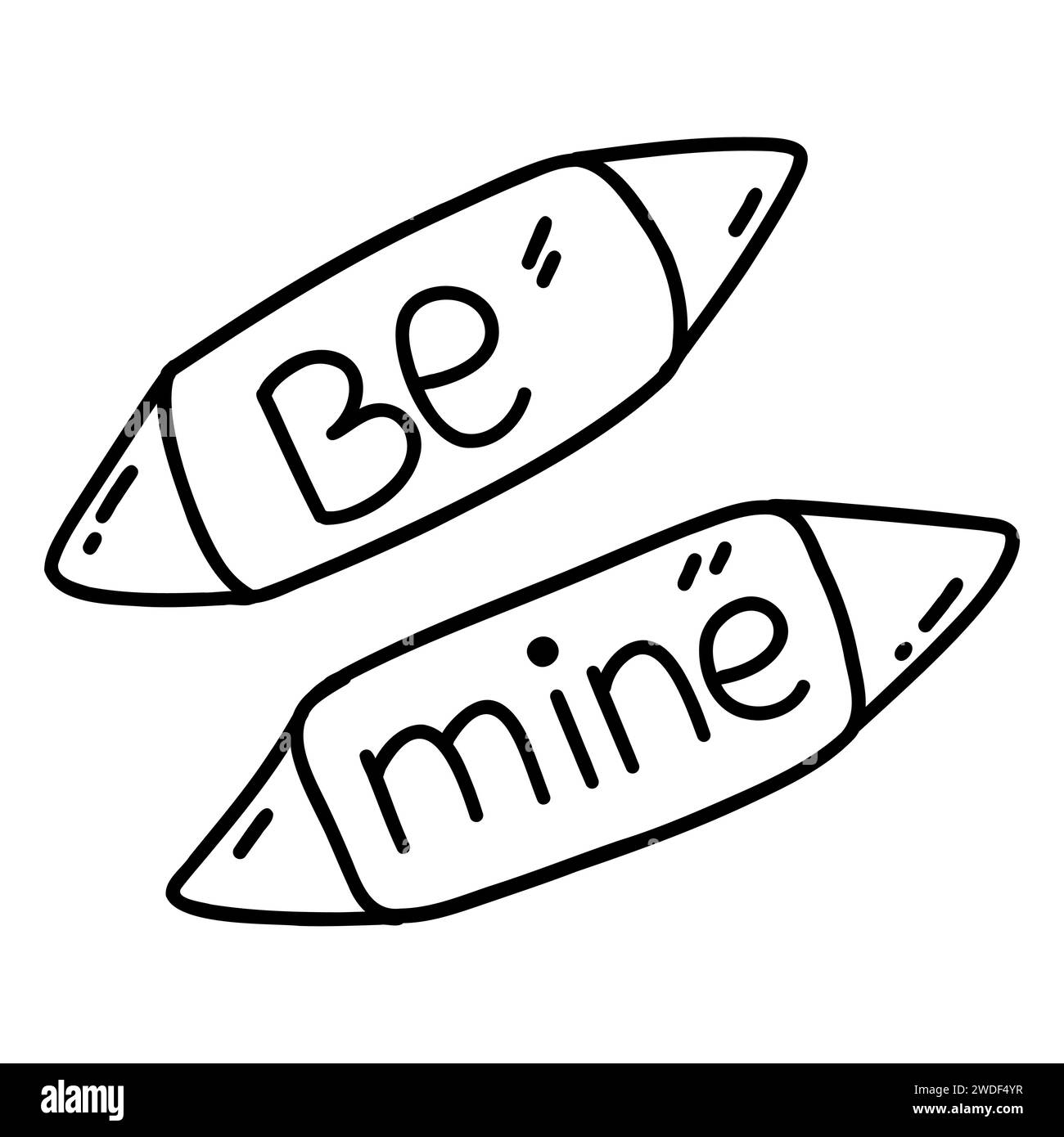 Two candies in wrapper with inscription Be Mine. Sweet compliment for ...