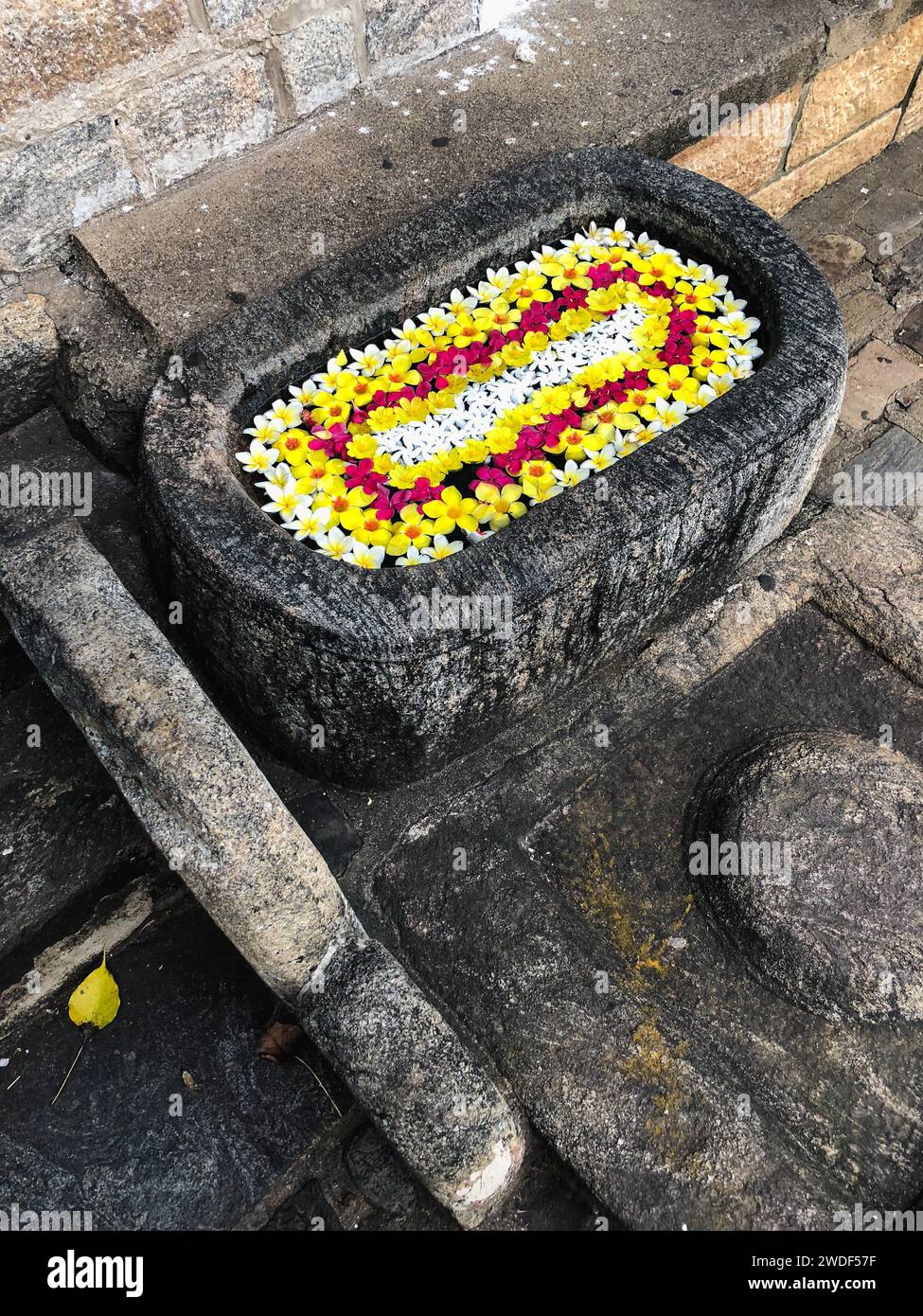 Well full of flowers in Dambulla cave temple also known as the Golden ...