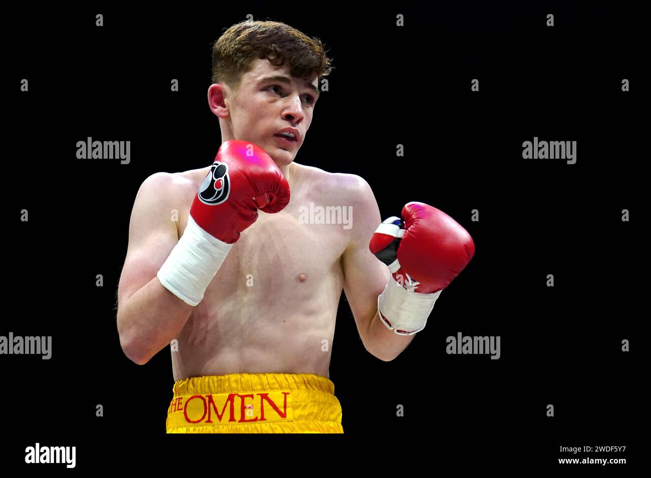 Boxer Mikie Tallon in action against Adam Yahaya (not pictured) during ...