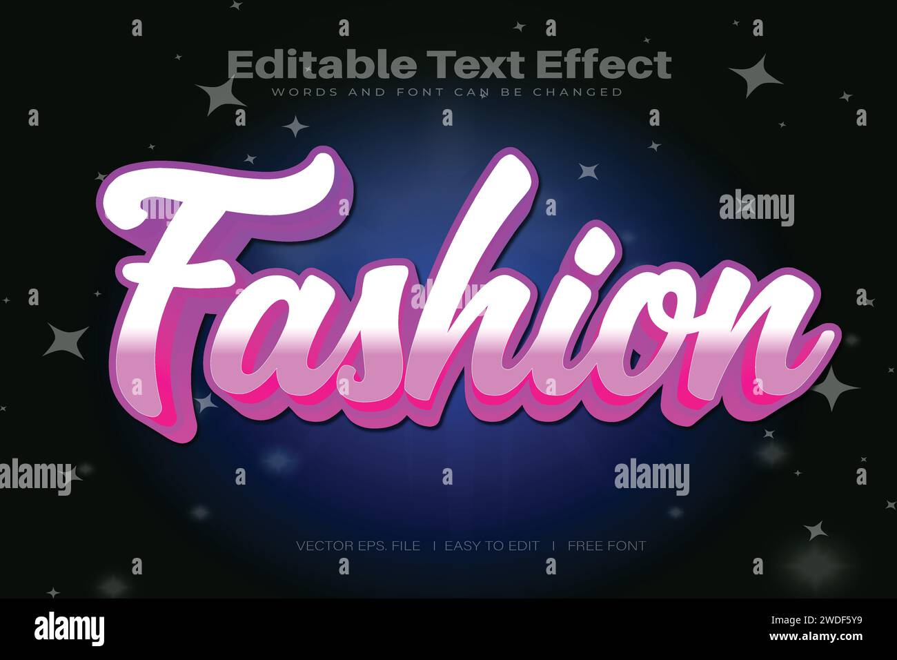 Fashion 3D Text Effect 100 Editable EPS File Word And Font Can be ...