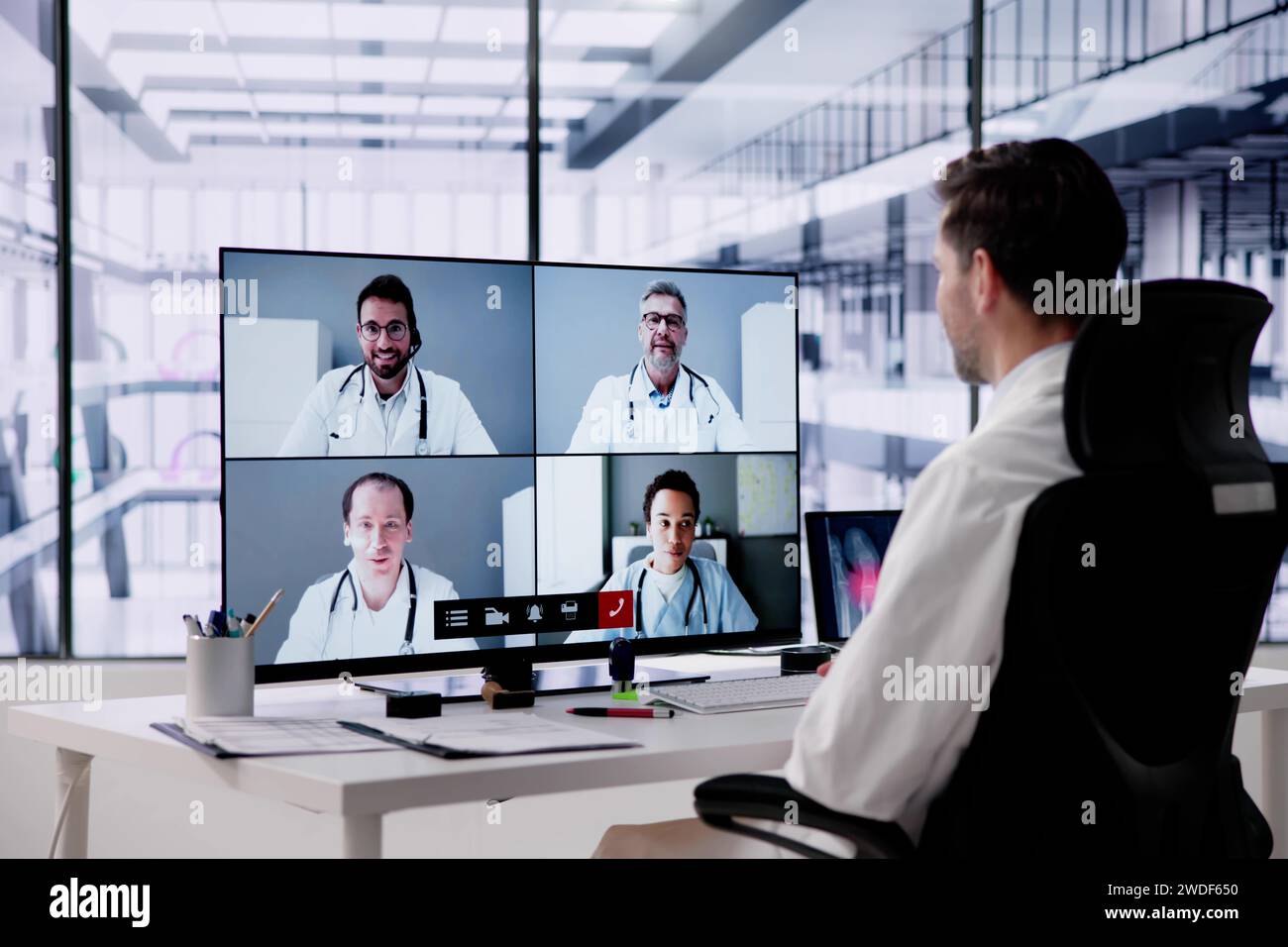 Elearning Video Conference Presentation Meeting And Webinar Stock Photo ...