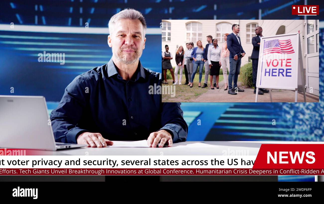 Newscaster presenter hi-res stock photography and images - Alamy