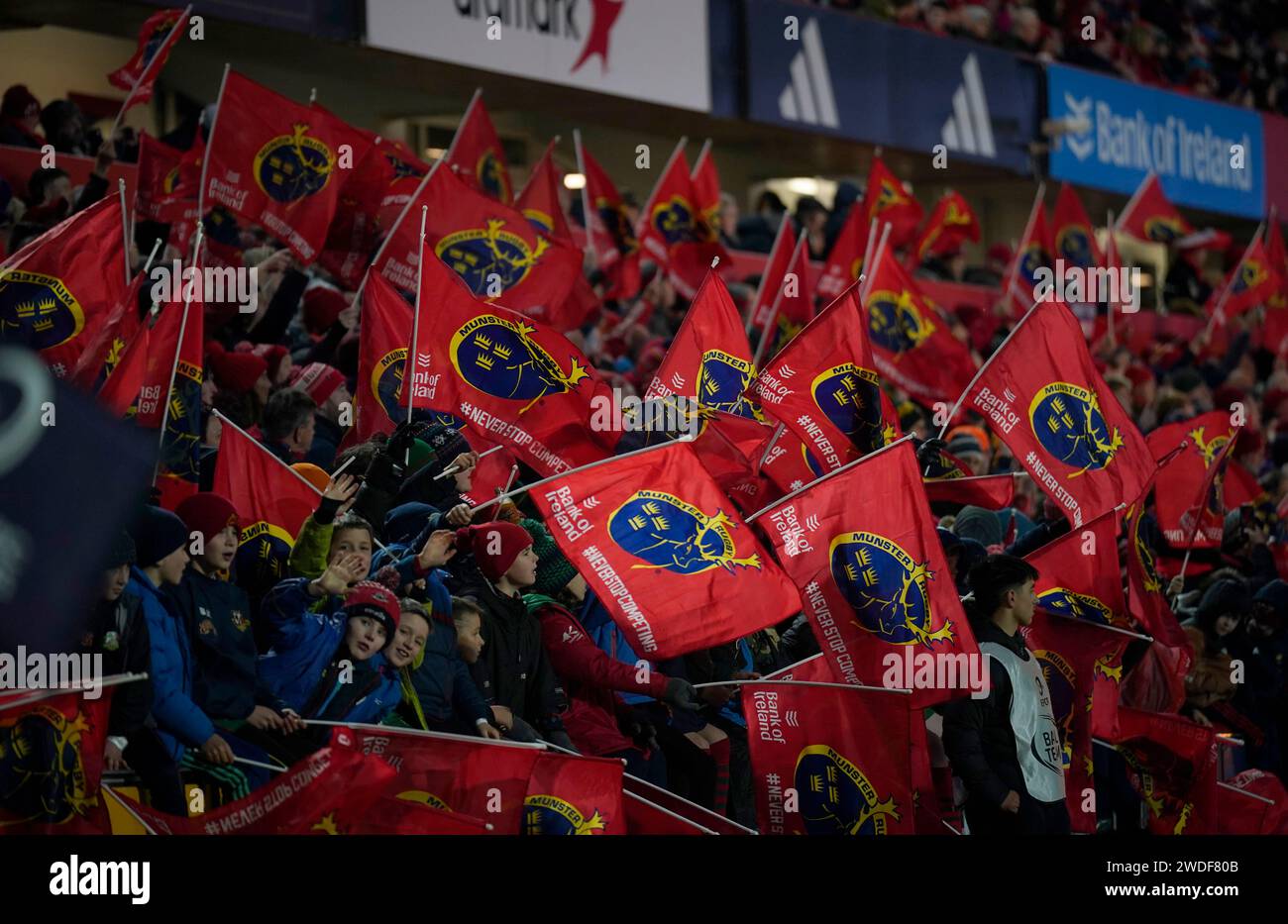 Munster Rugby fans waves flags before the Investec Champions Cup match ...
