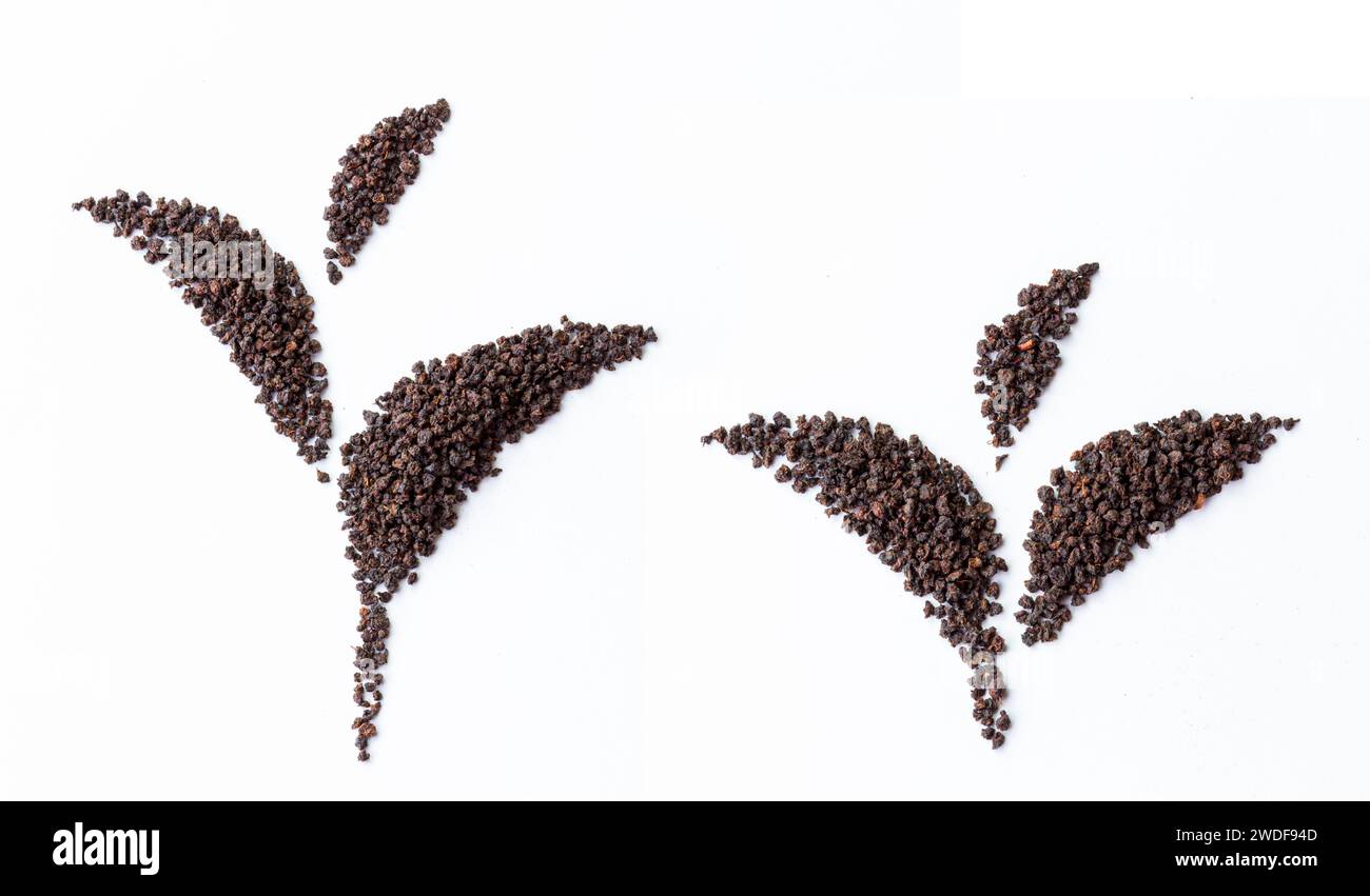 granulated black tea leaves isolated white background Stock Photo - Alamy