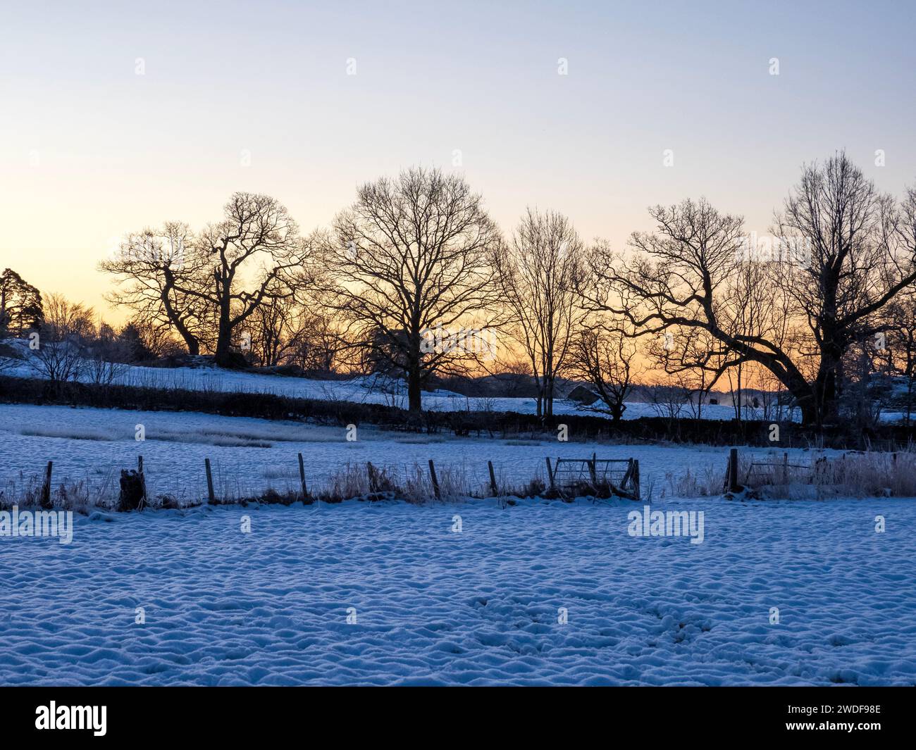 Snow in Ambleside at dawn, Lake District, UK Stock Photo - Alamy