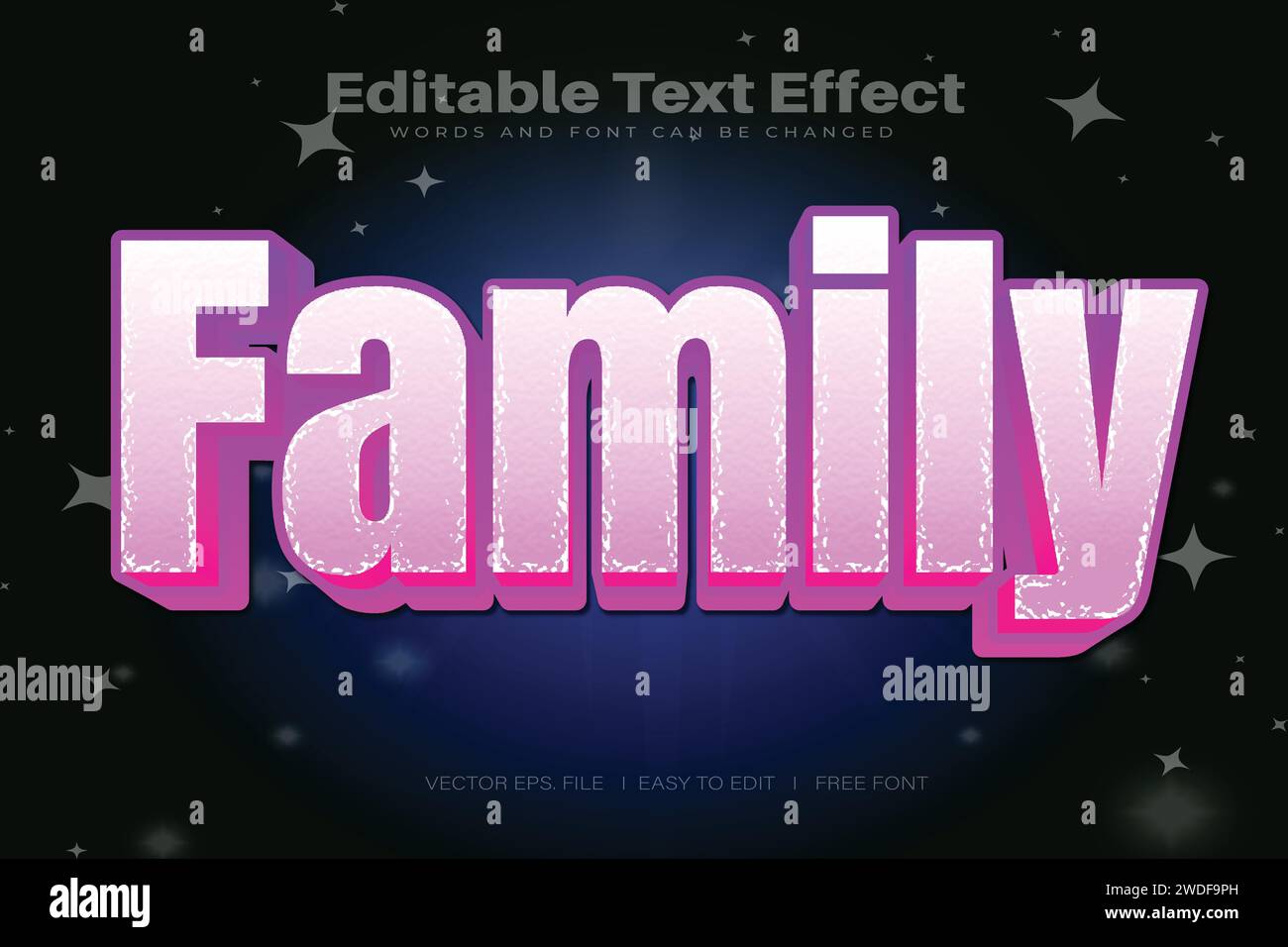 Family 3D Text Effect 100 Editable EPS File Word And Font Can be ...
