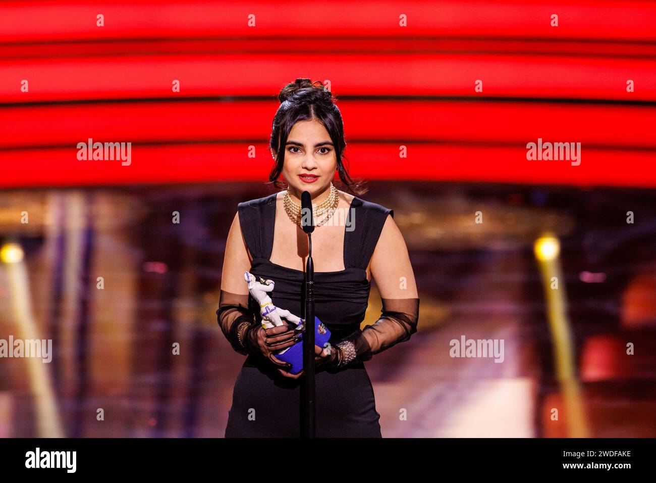 Munich, Germany. 19th Jan, 2024. Bayan Layla, Syrian actress, thanks ...