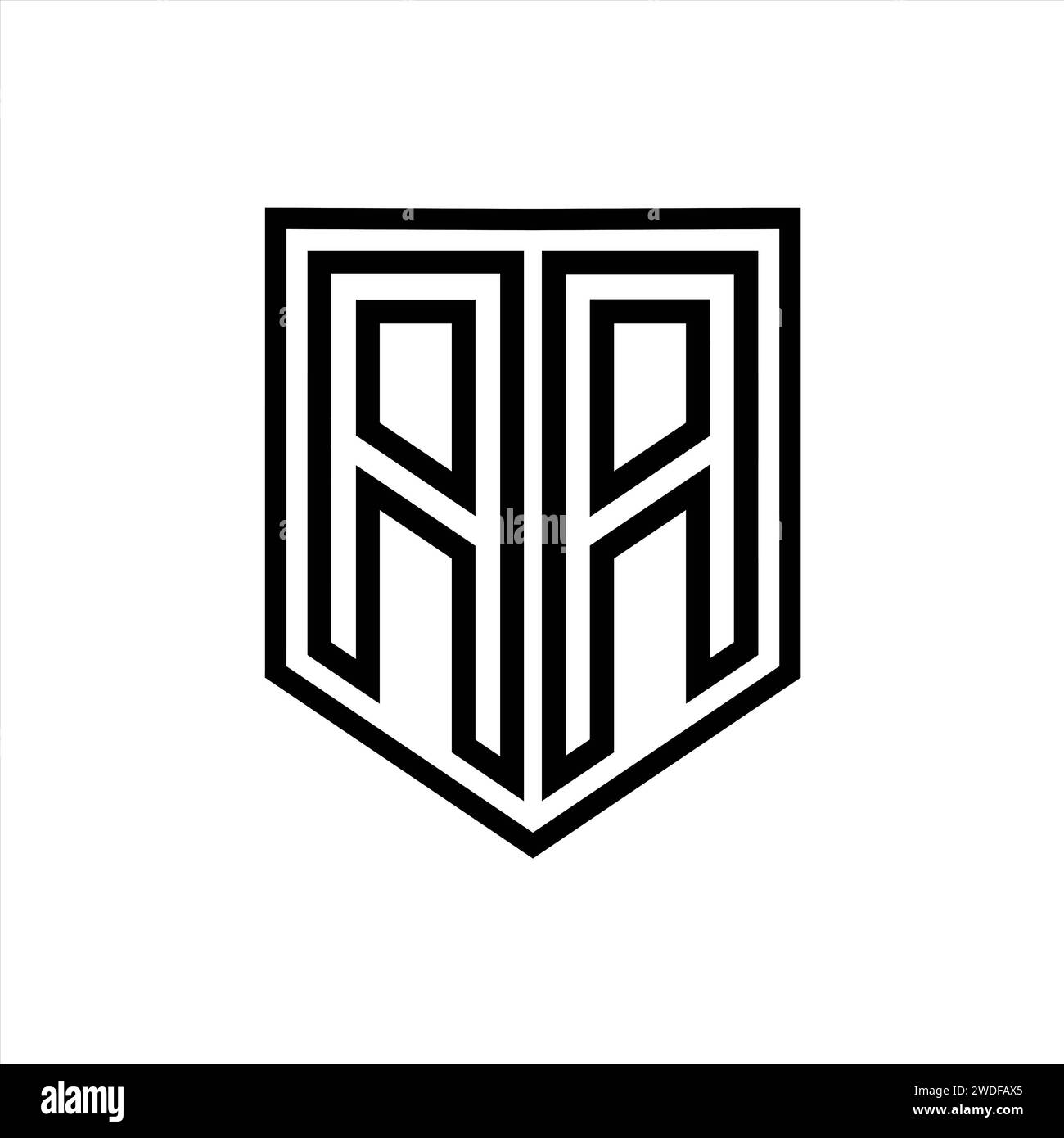 AA Letter Logo monogram shield geometric line inside shield isolated ...