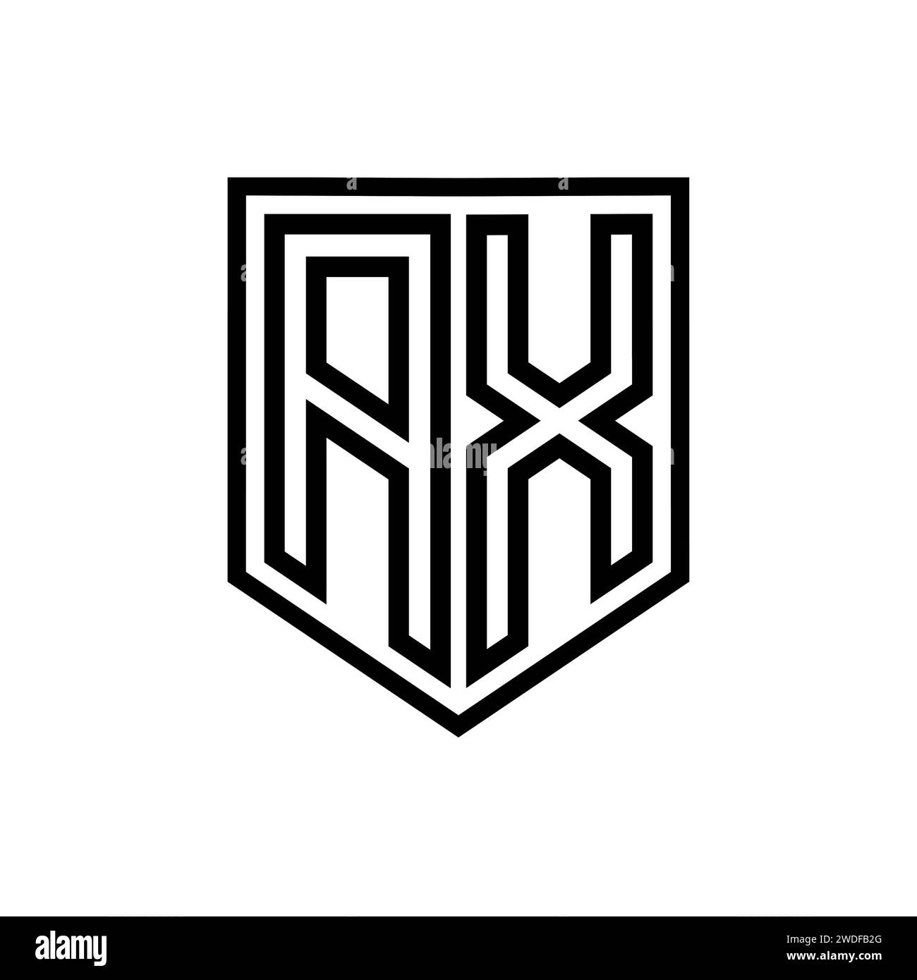 AX Letter Logo monogram shield geometric line inside shield isolated style design template Stock ...