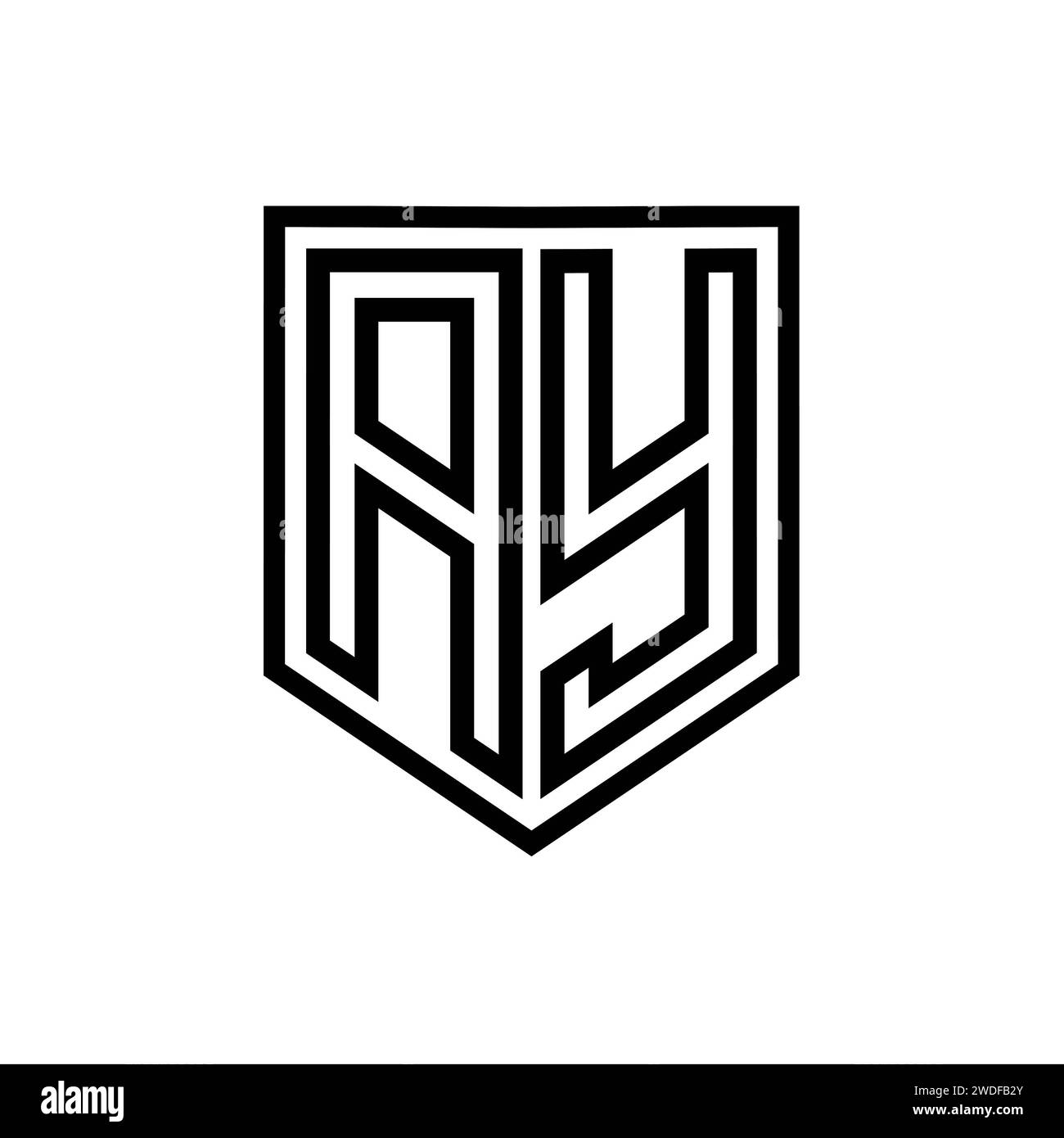 AY Letter Logo monogram shield geometric line inside shield isolated style design template Stock ...