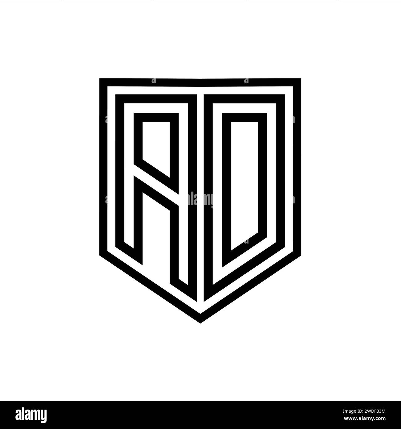 AD Letter Logo monogram shield geometric line inside shield isolated style design template Stock ...
