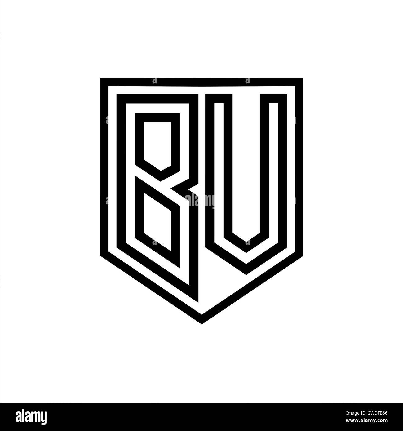 BV Letter Logo monogram shield geometric line inside shield isolated style design template Stock ...