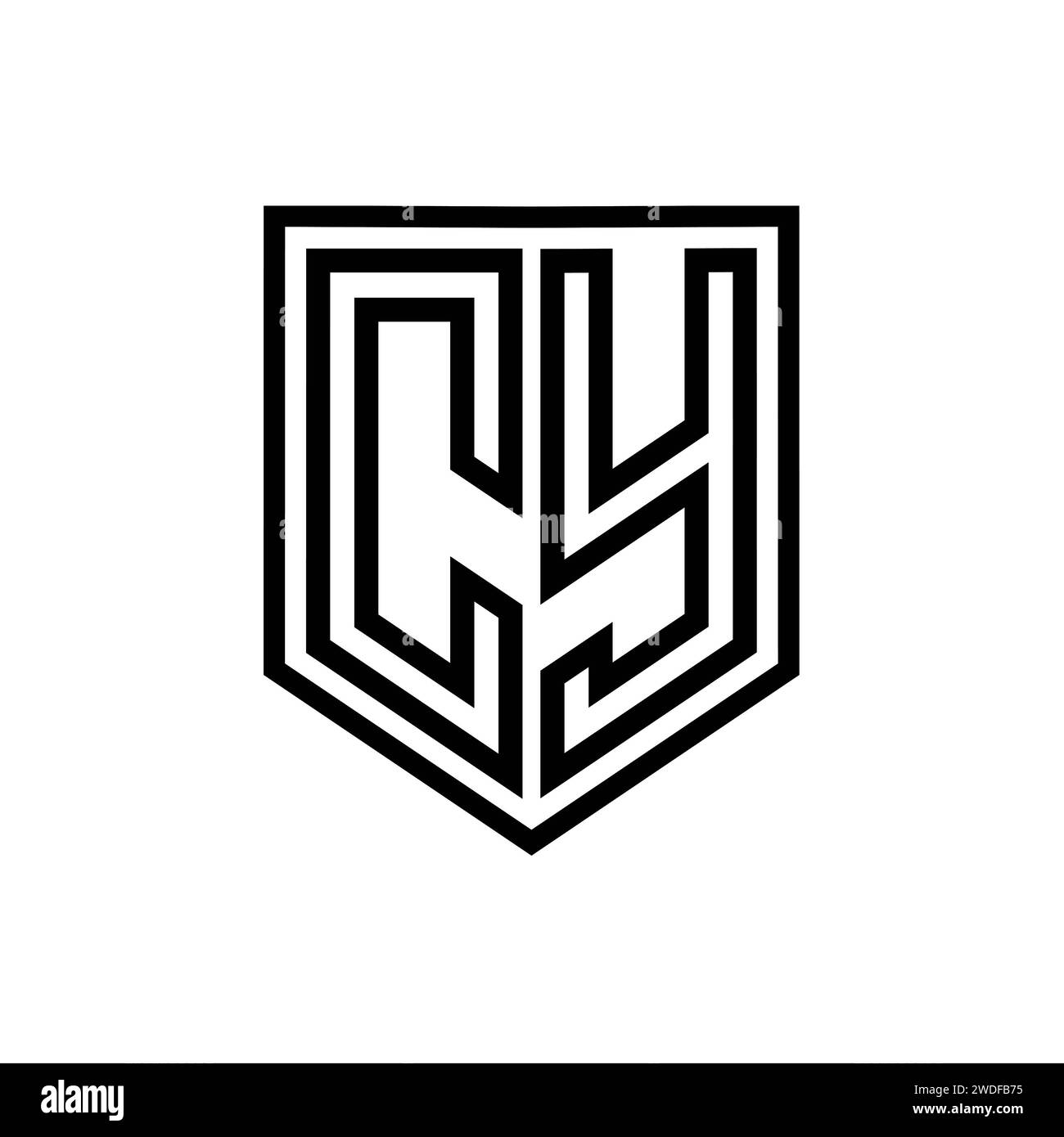 CY Letter Logo monogram shield geometric line inside shield isolated ...