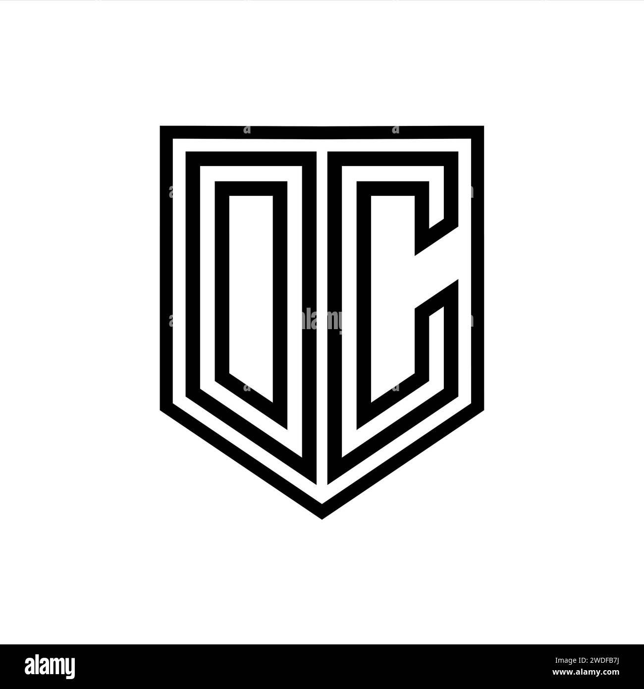 DC Letter Logo monogram shield geometric line inside shield isolated style design template Stock ...