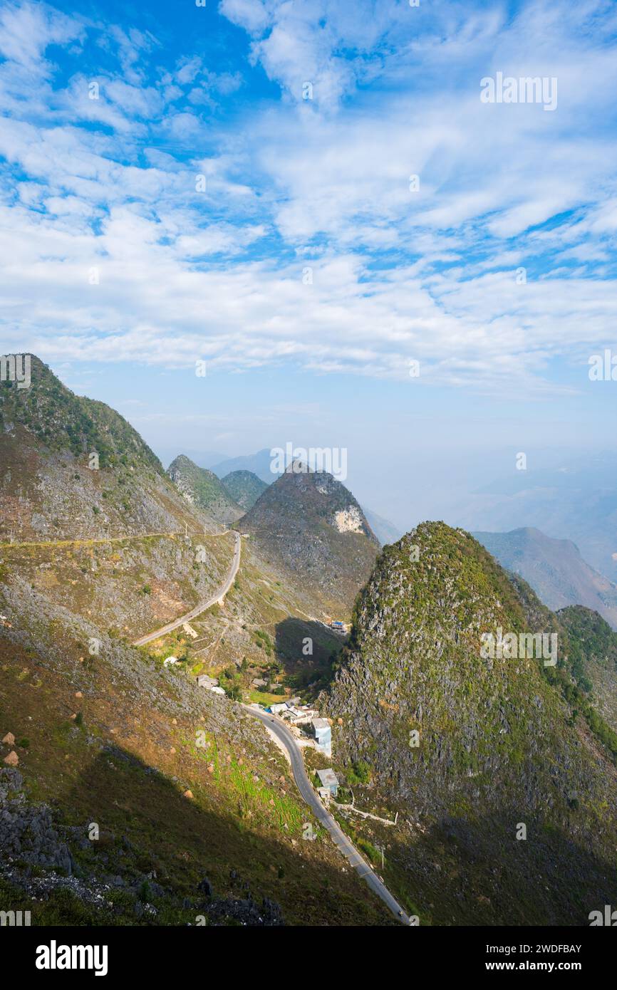 Ha Giang aerial landscape in Northern Vietnam. drone aerial view of Ha ...