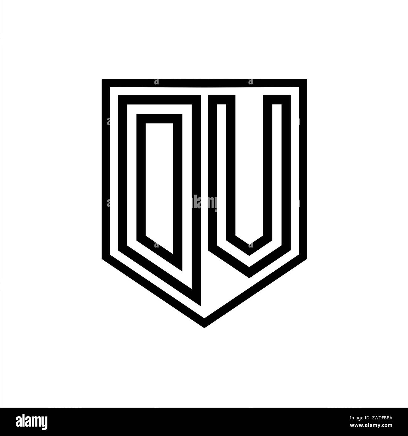 DV Letter Logo monogram shield geometric line inside shield isolated ...