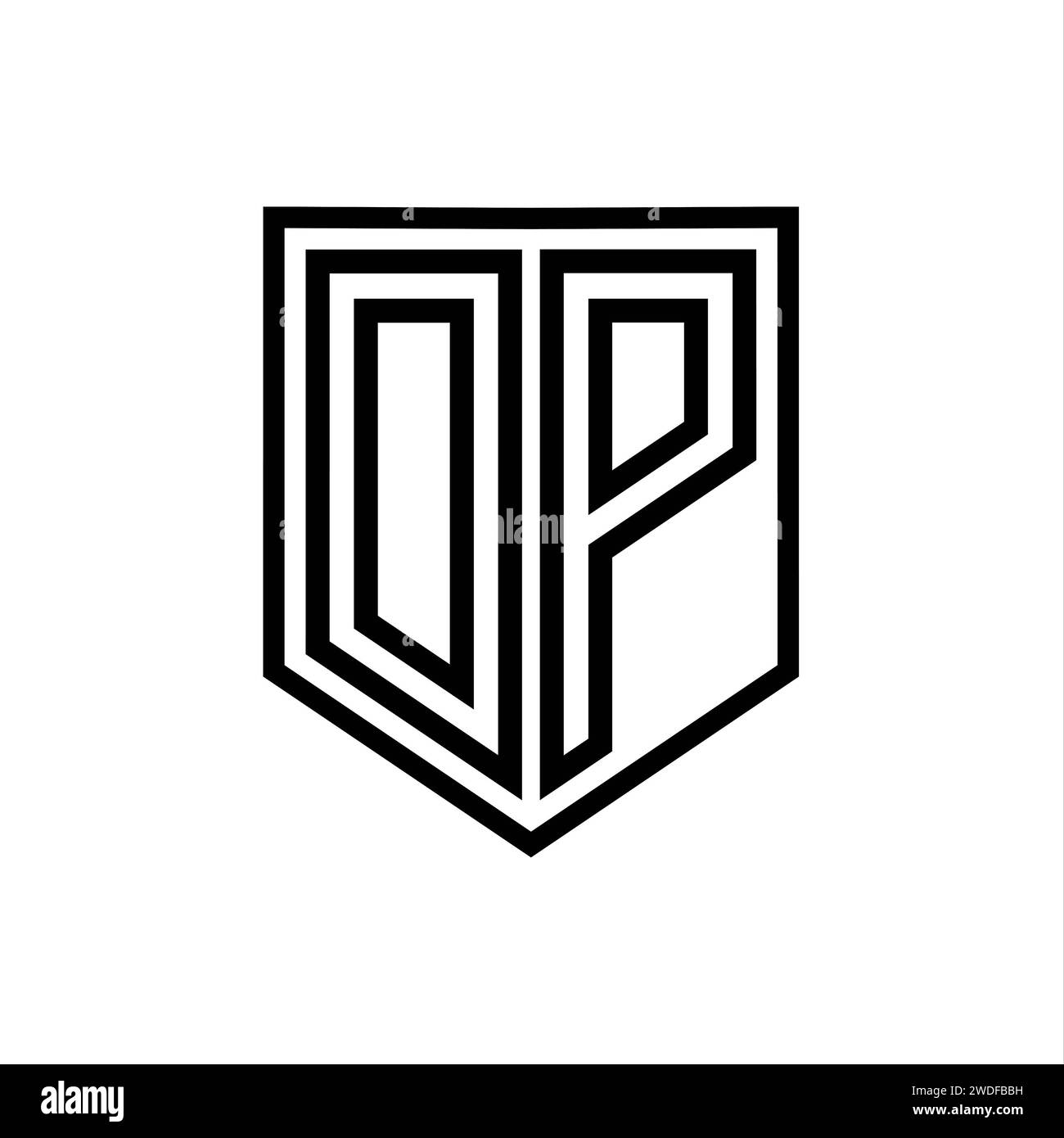 DP Letter Logo monogram shield geometric line inside shield isolated style design template Stock ...