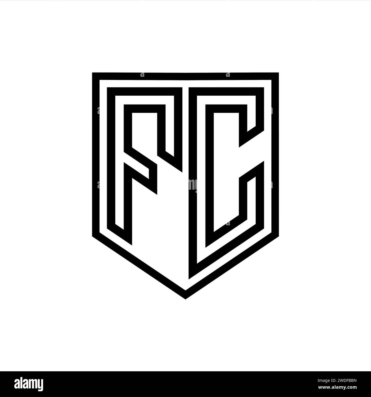 FC Letter Logo monogram shield geometric line inside shield isolated style design template Stock ...