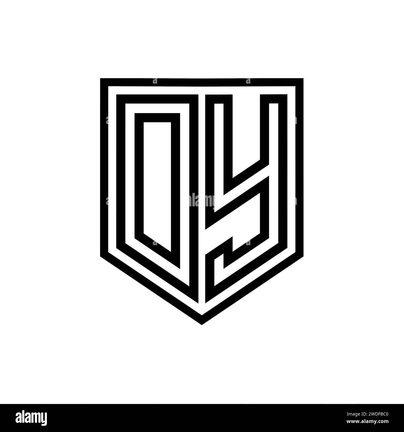 DY Letter Logo monogram shield geometric line inside shield isolated style design template Stock ...