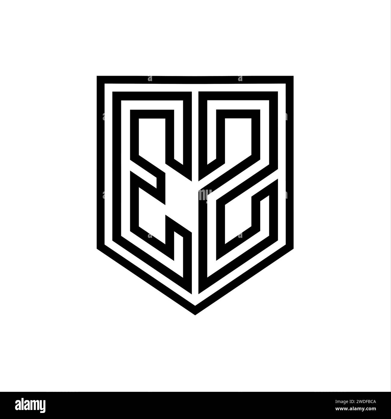 EZ Letter Logo monogram shield geometric line inside shield isolated style design template Stock ...